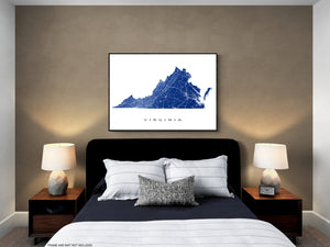 Virginia Map Print, USA Topographic State Wall Art Poster, VA Road Map ...