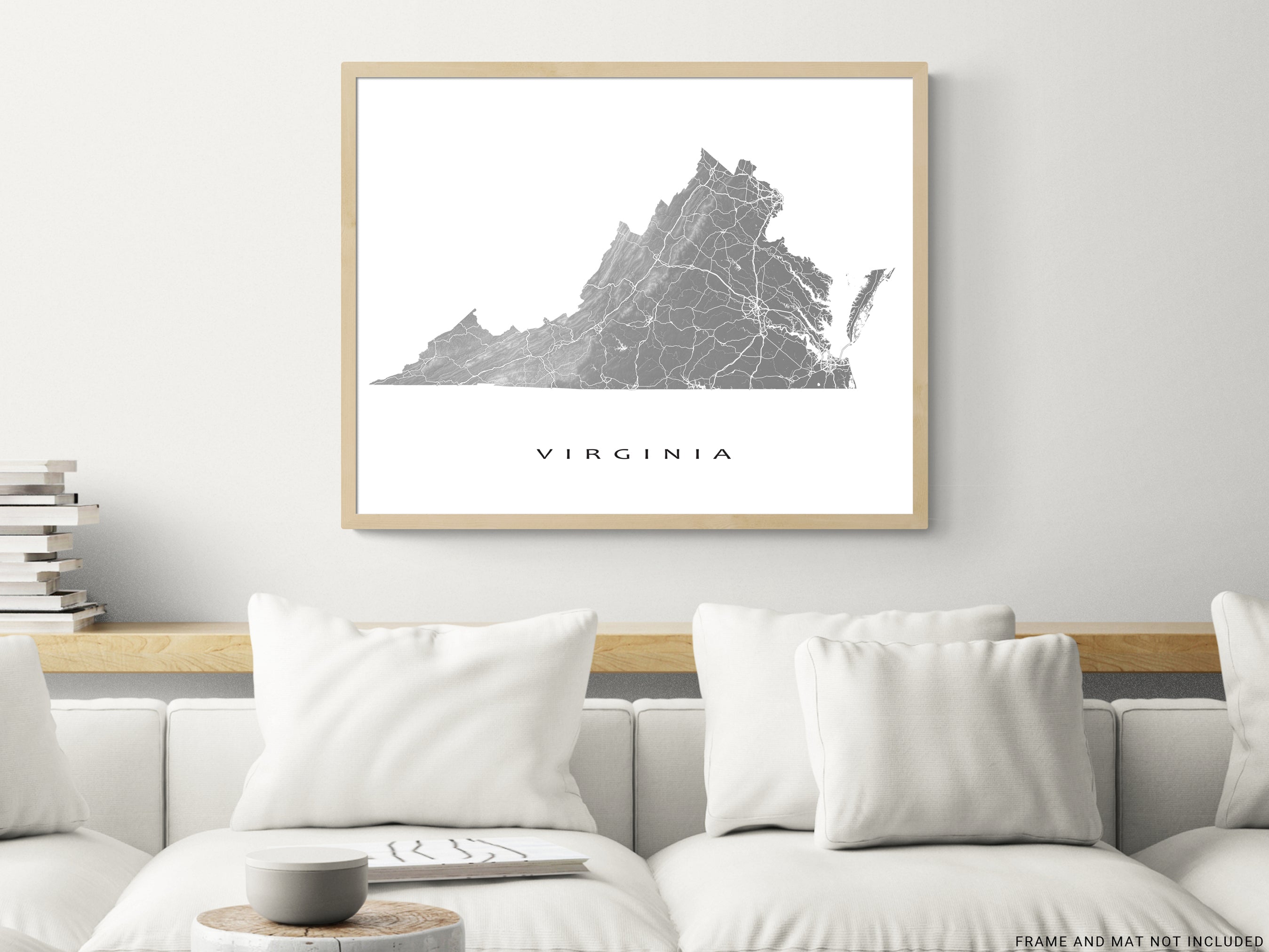 Virginia Map Print, USA Topographic State Wall Art Poster, VA Road Map ...