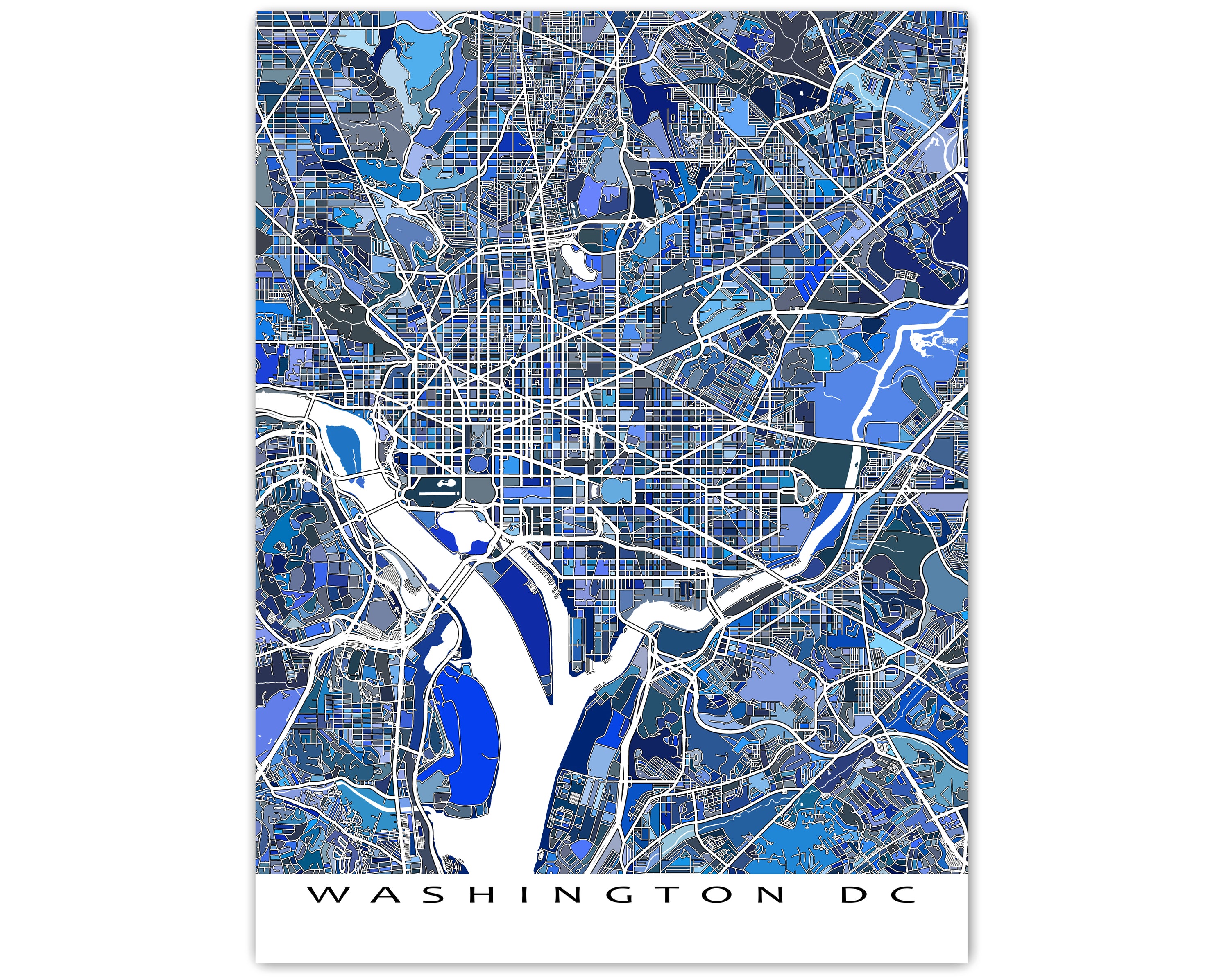 Washington DC Map Art Print, District of Columbia, USA — Maps As Art