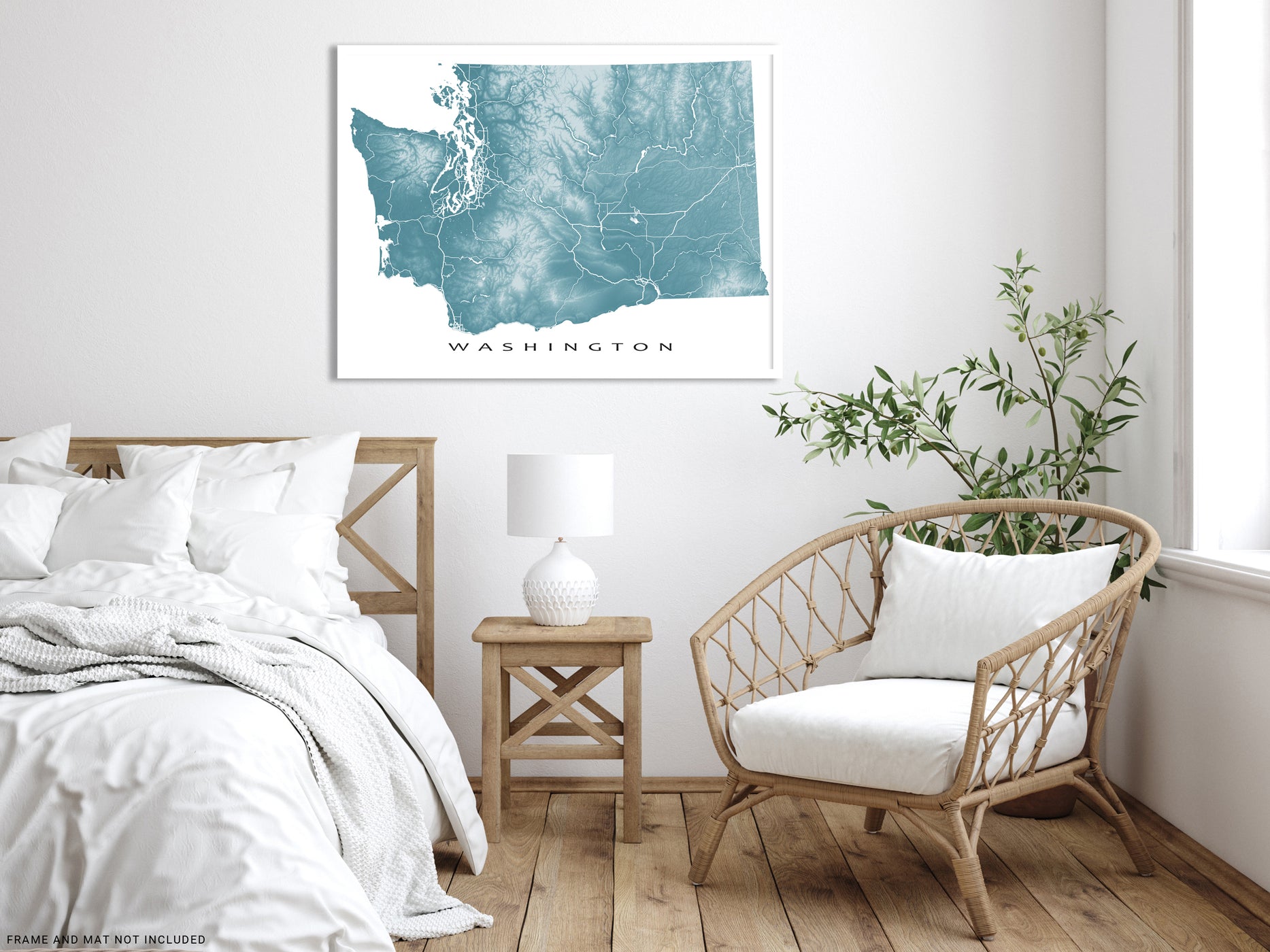 Washington Map Wall Art Print Poster, Topographic WA State Road Maps ...