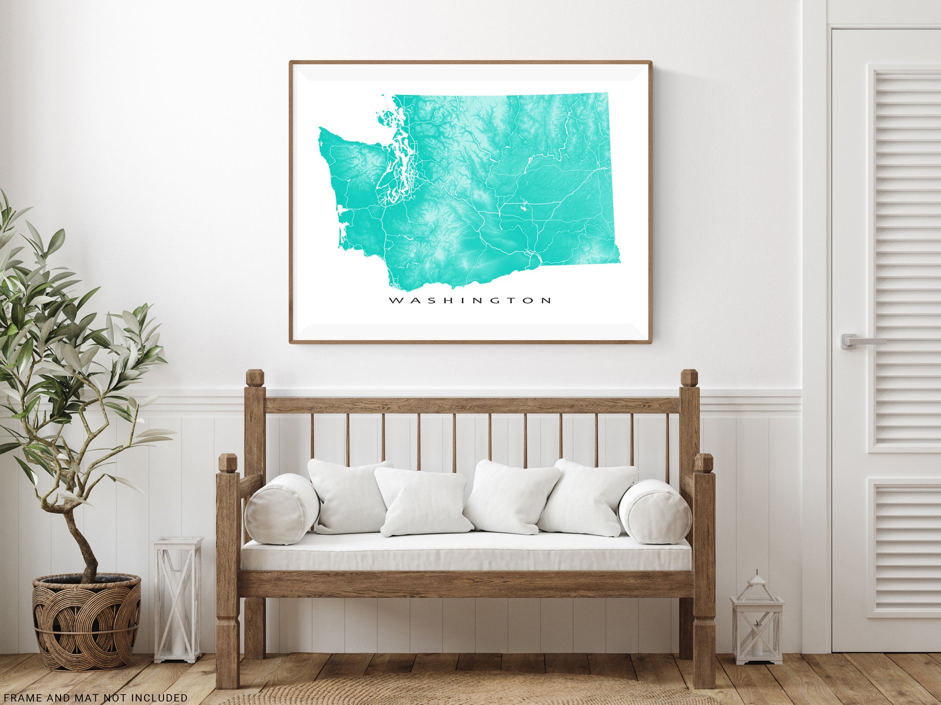 Washington Map Wall Art Print Poster, Topographic WA State Road Maps ...