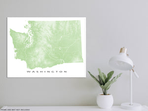 Washington Map Wall Art Print Poster, Topographic WA State Road Maps ...