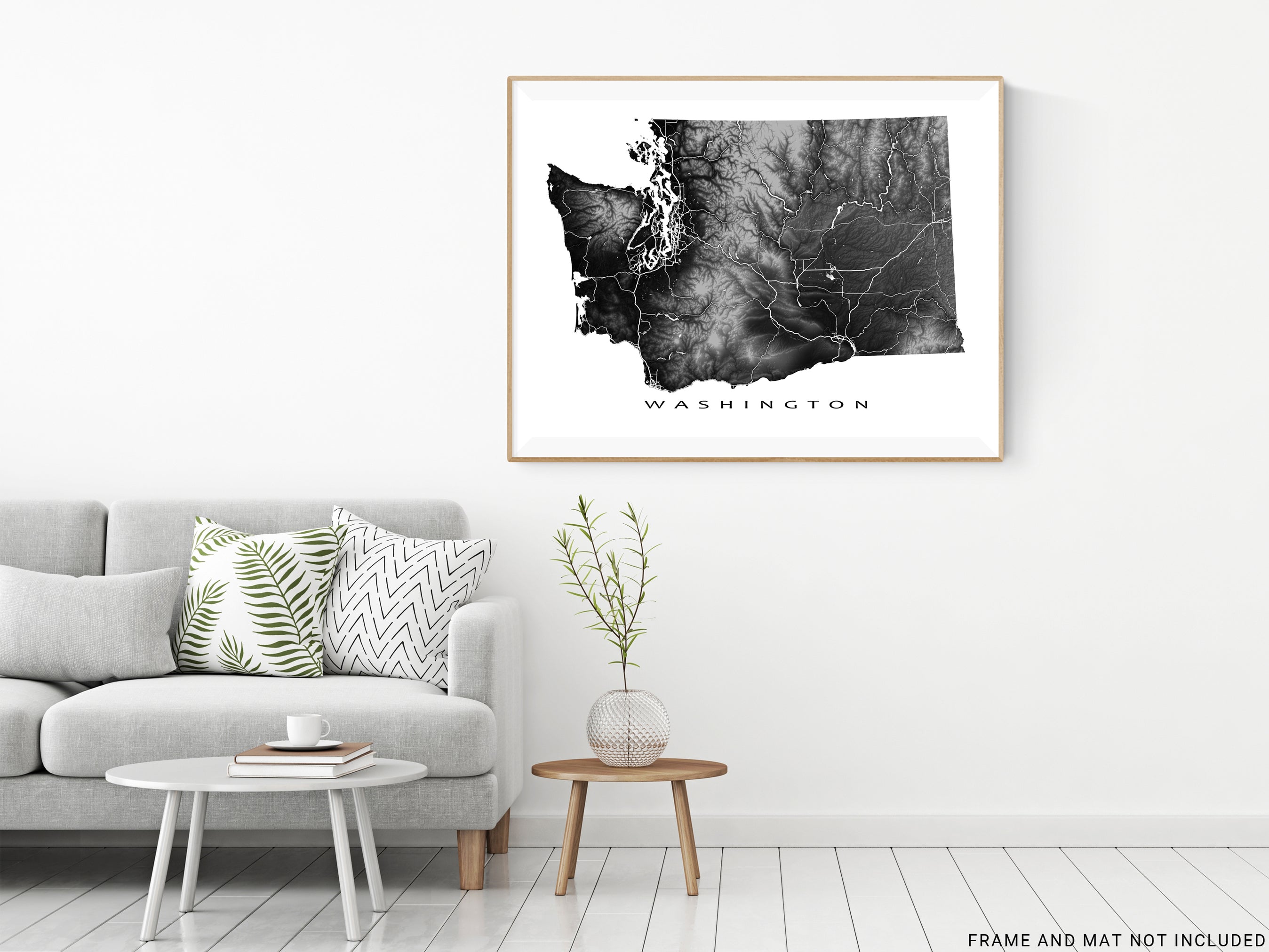 Washington Map Wall Art Print Poster, Topographic WA State Road Maps ...