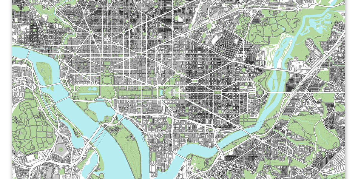 Washington DC Map Print Poster, Distric of Columbia City Street Road M ...