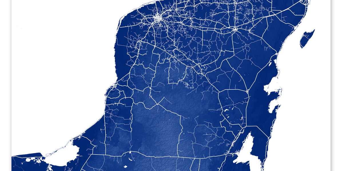 Yucatan Peninsula Map Print Poster, Yucatan Art Prints, Mexico, Playa ...