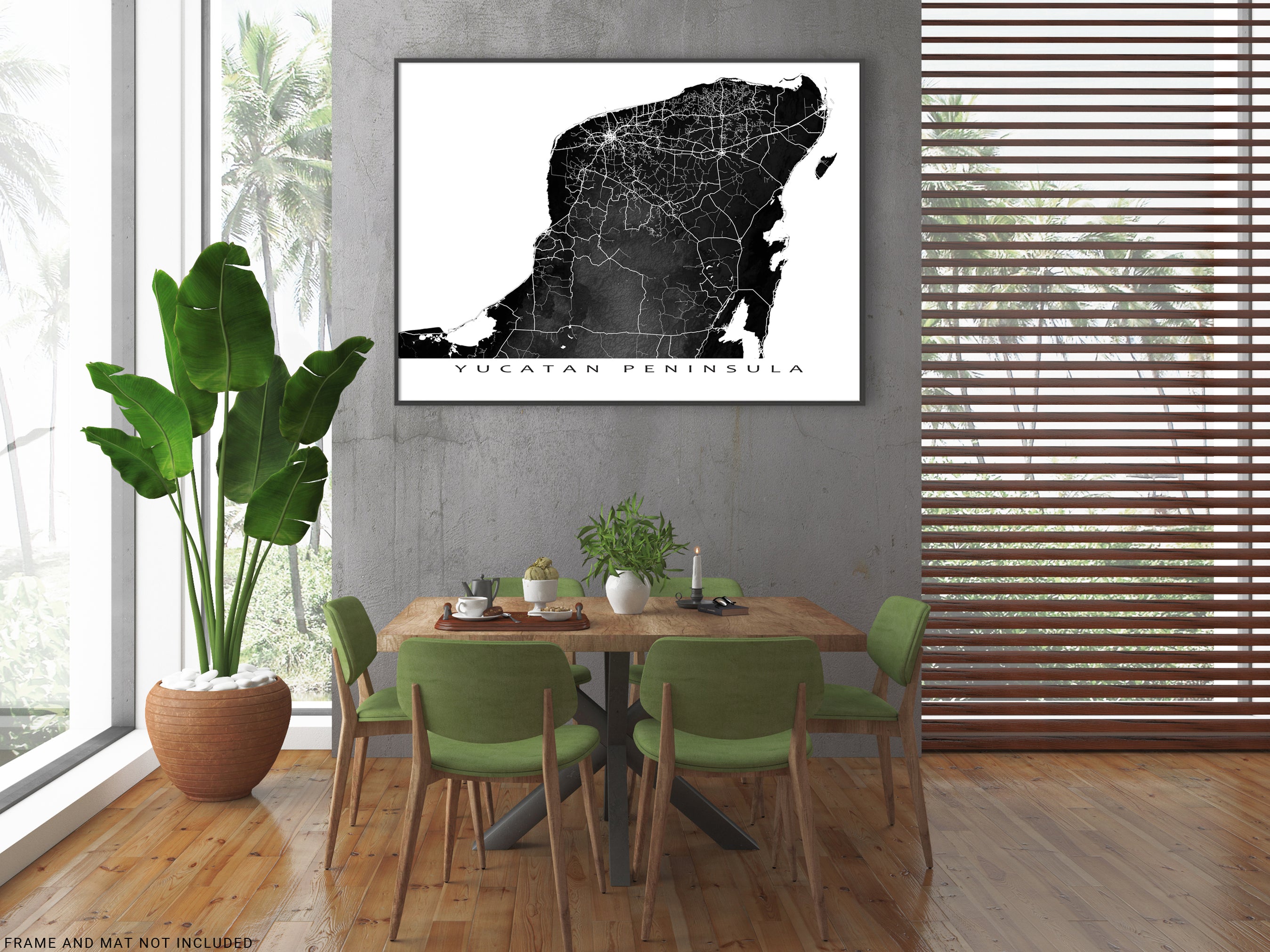 Yucatan Peninsula Map Print Poster, Yucatan Art Prints, Mexico, Playa ...