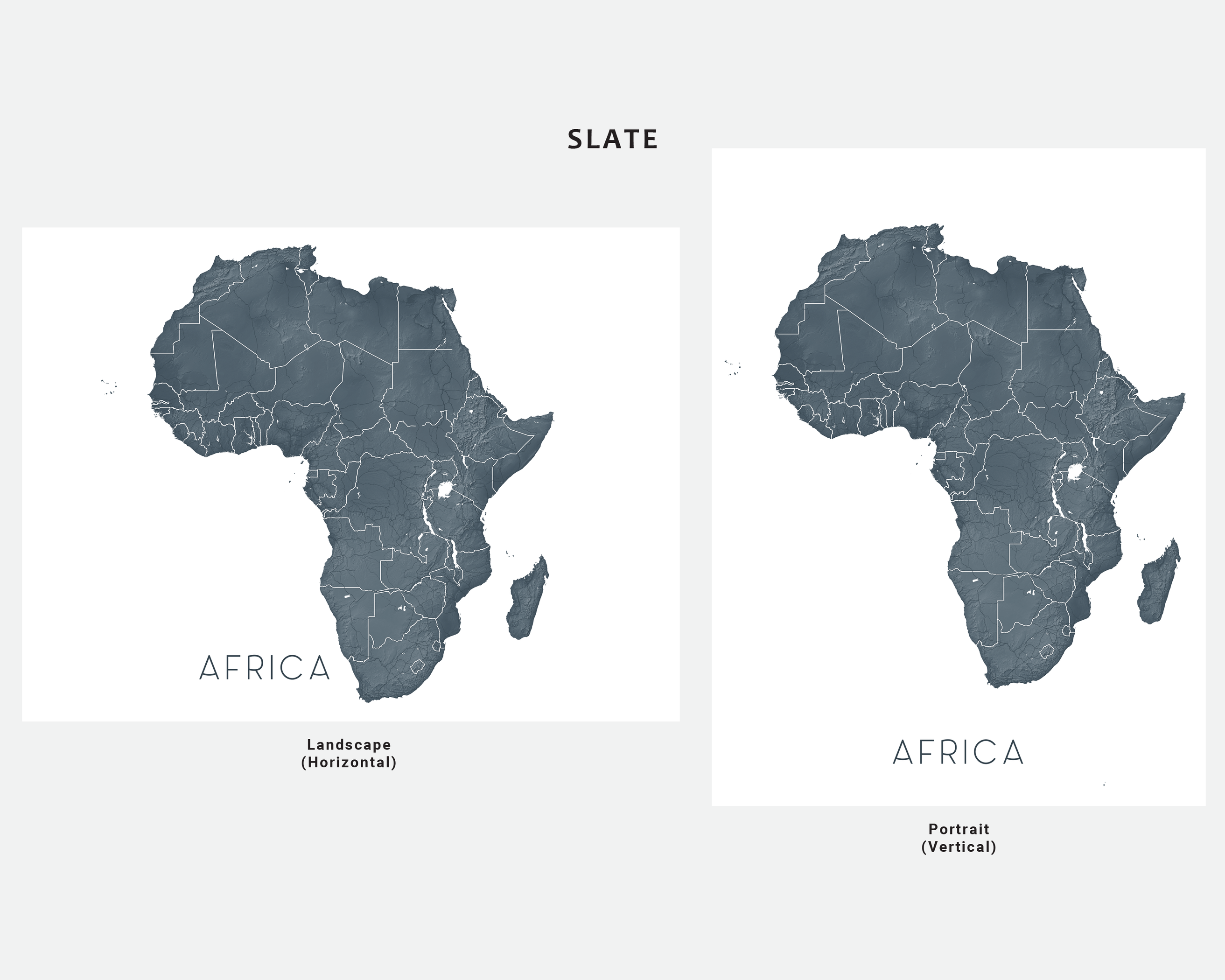Africa Map Print Poster, 3D Topographic African Continent Wall Art Pri ...