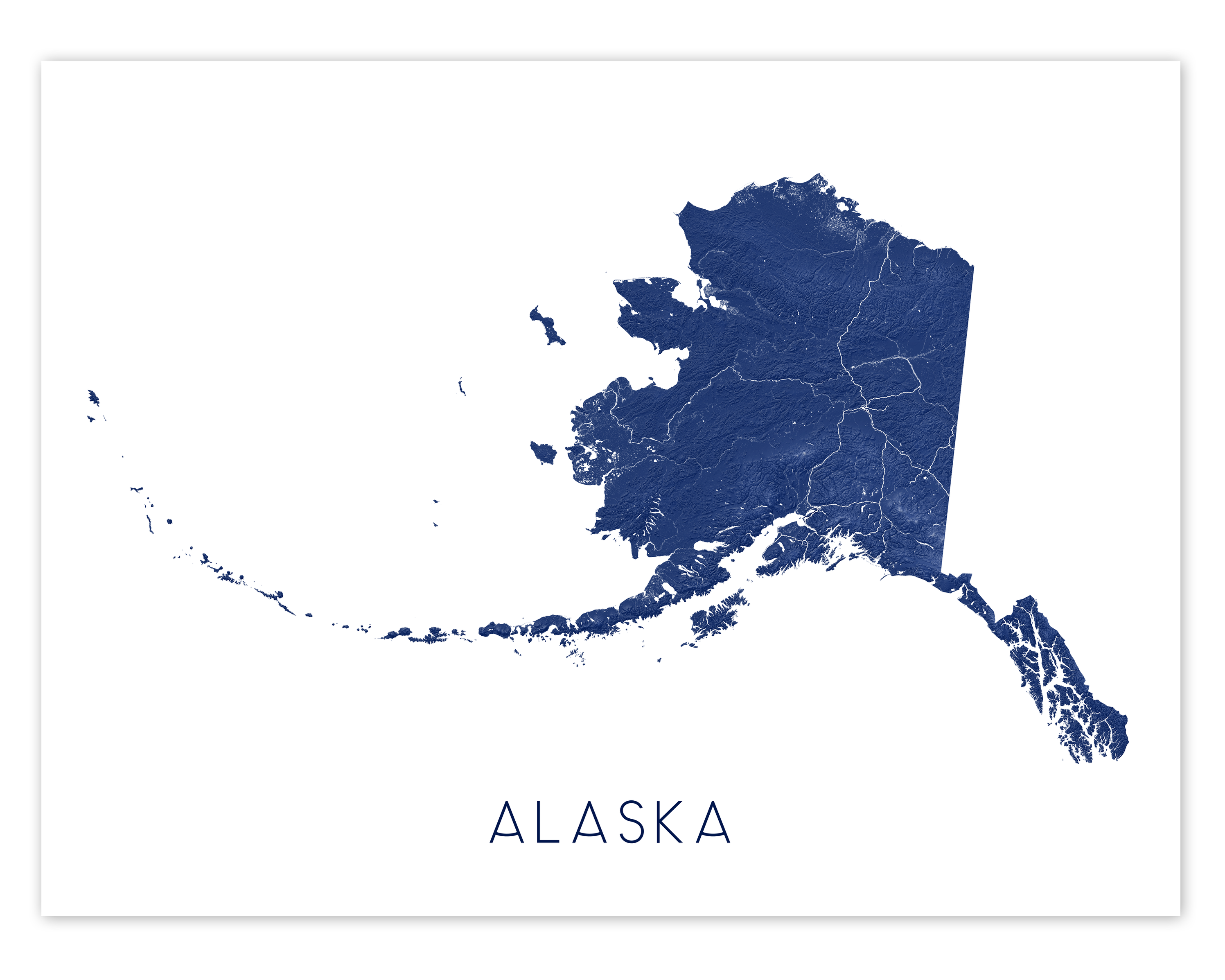 Alaska State Map Print Poster - Topographic Map of Alaska Wall Art Pri ...