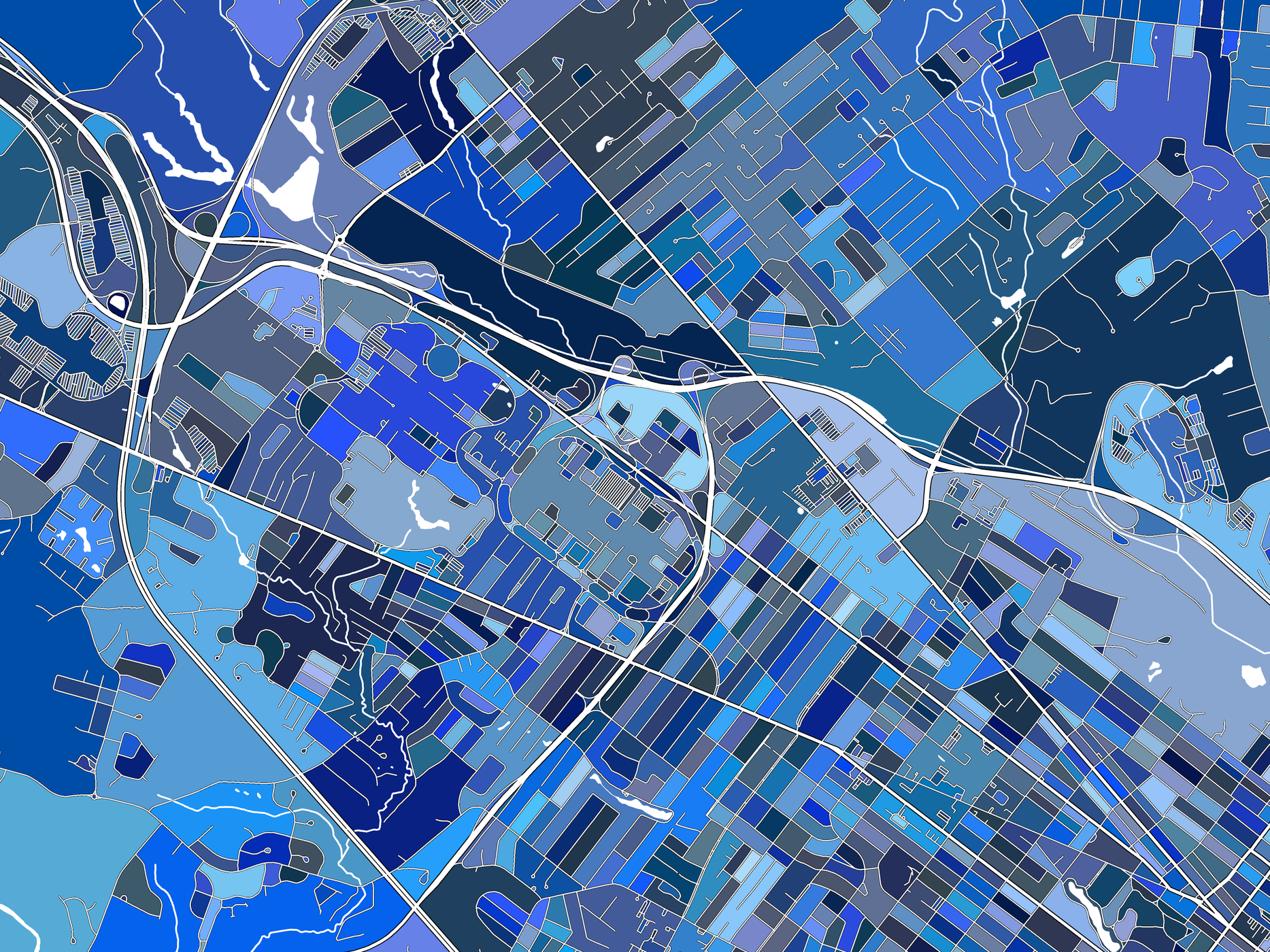 Albany Map NY Wall Art Print Poster, Blue Geometric New York, USA City ...