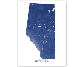 Alberta Map Wall Art Print Poster - Topographic Province Map of Albert ...
