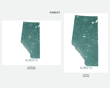 Alberta Map Wall Art Print Poster - Topographic Province Map of Albert ...