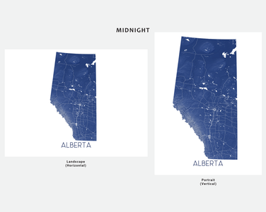 Alberta Map Wall Art Print Poster - Topographic Province Map of Albert ...