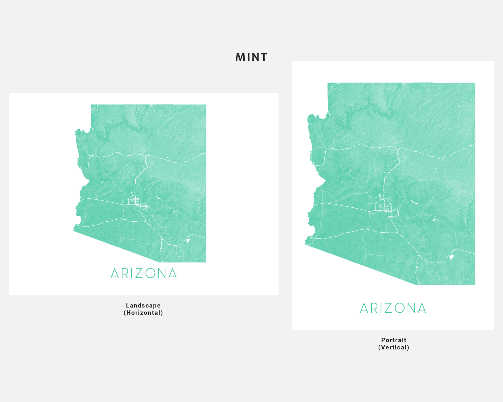 Arizona State Map Print Poster- Topographic AZ Map of Arizona Wall Art ...