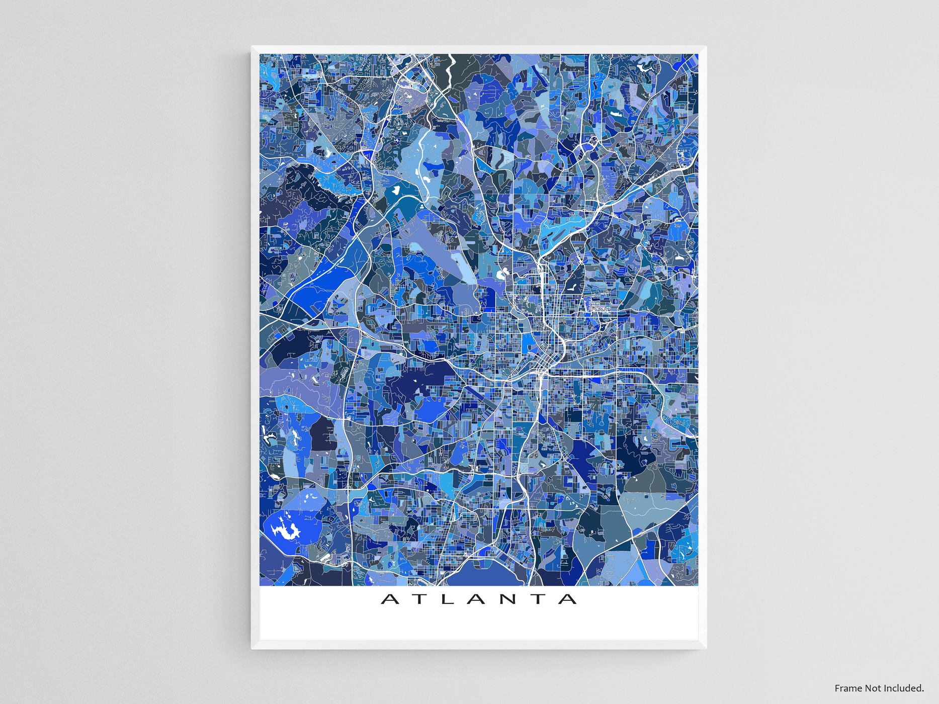 Atlanta Map Wall Art Print, Blue Geometric Georgia City Street Poster ...