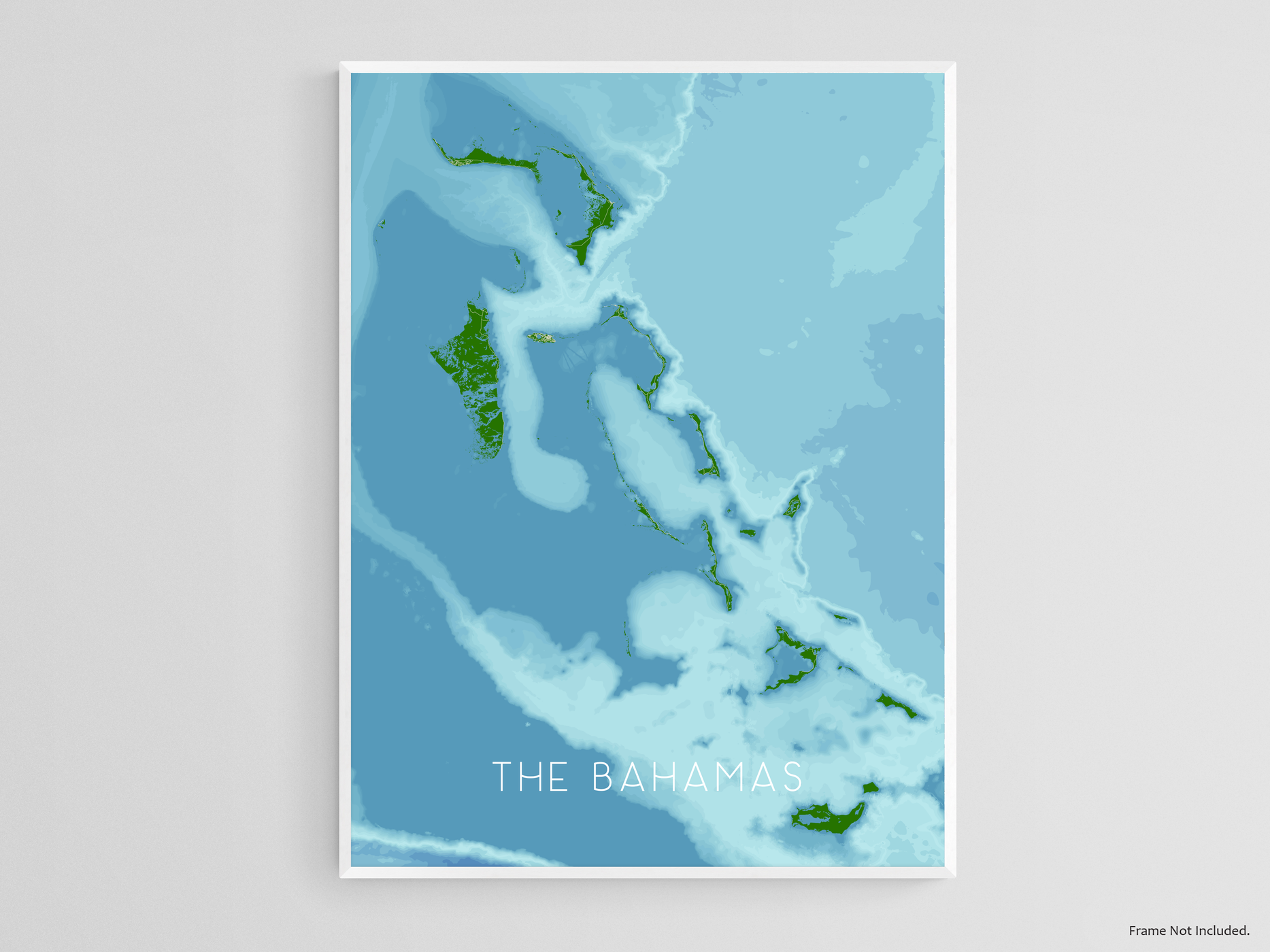 Bahamas Map Art Print Poster, Islands Blue Ocean Print, Abaco Exuma El ...