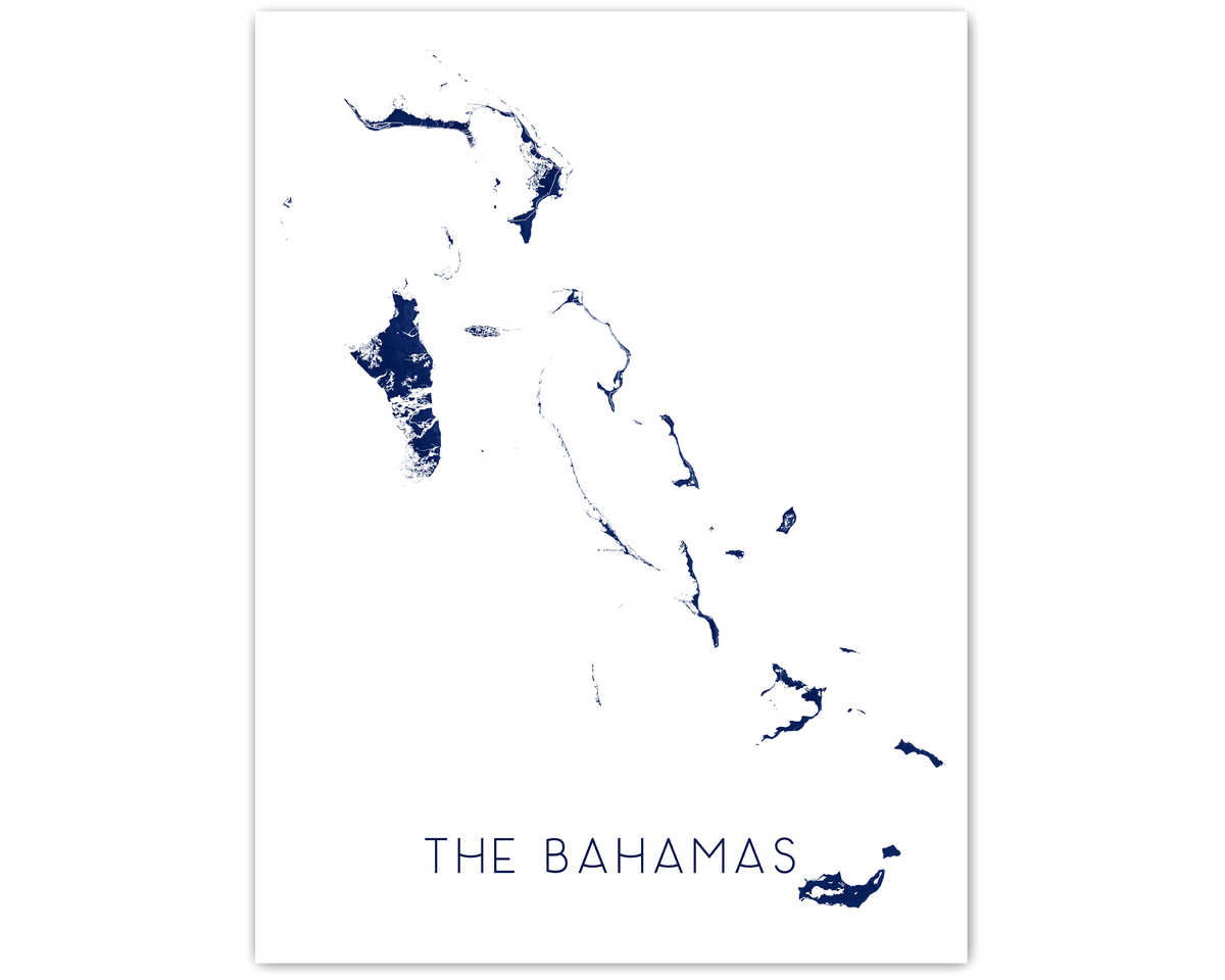 Bahamas Map Wall Art Print Poster, Caribbean Islands Maps, Nassau Abac ...