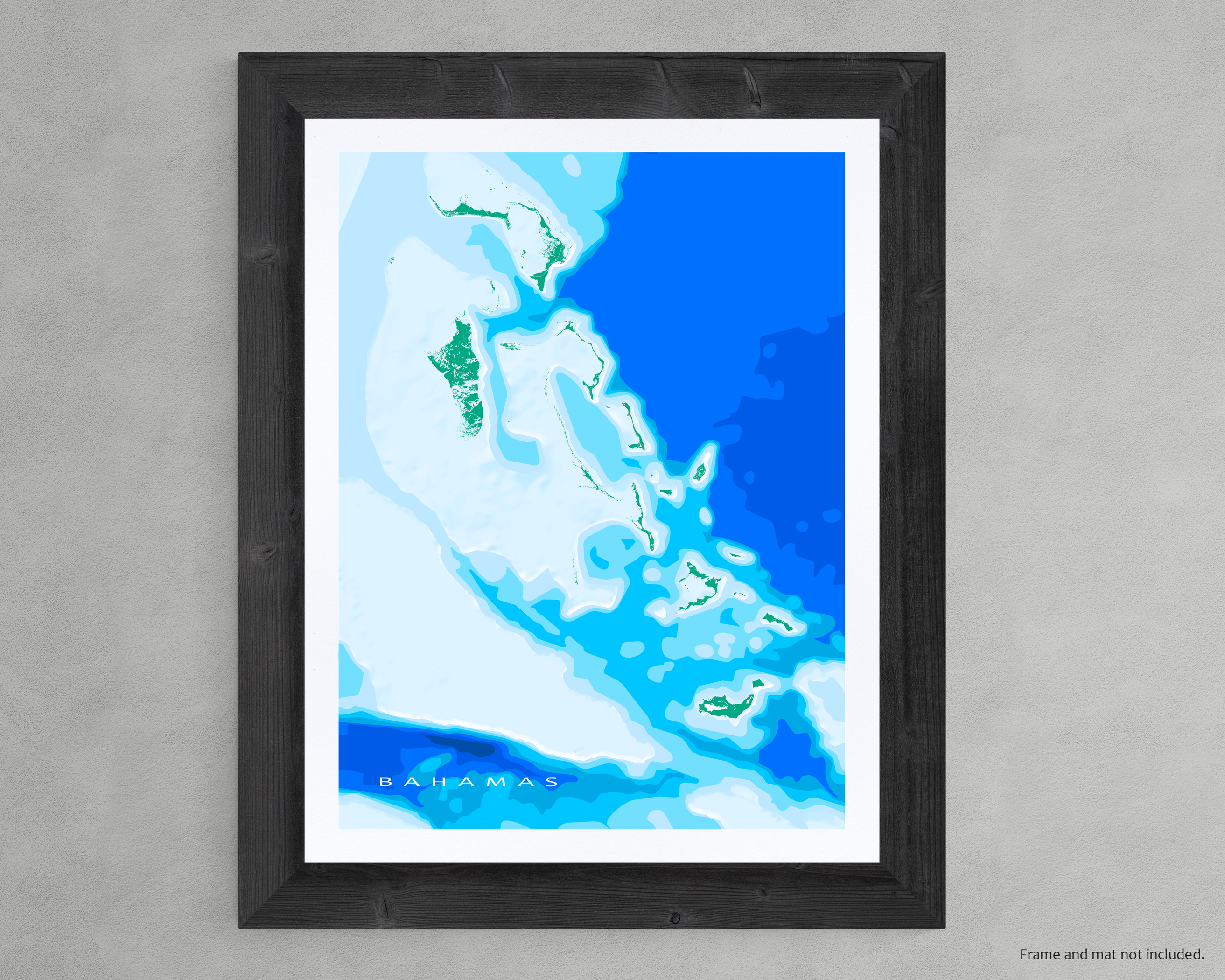 Bahamas Islands Map Wall Art Print Poster, Ocean Bathymetry Road Carib ...