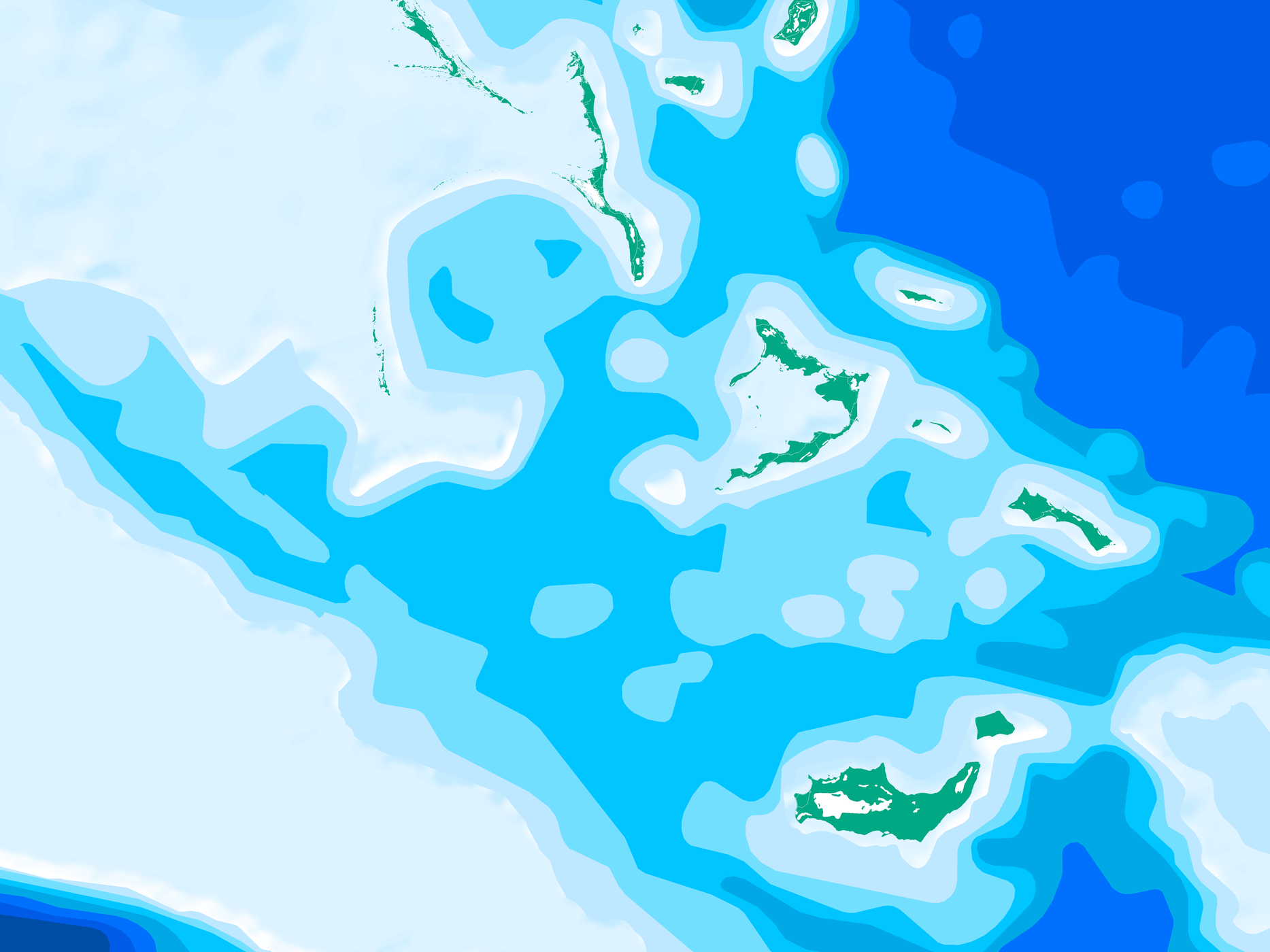 Bahamas Islands Map Wall Art Print Poster, Ocean Bathymetry Road Carib ...