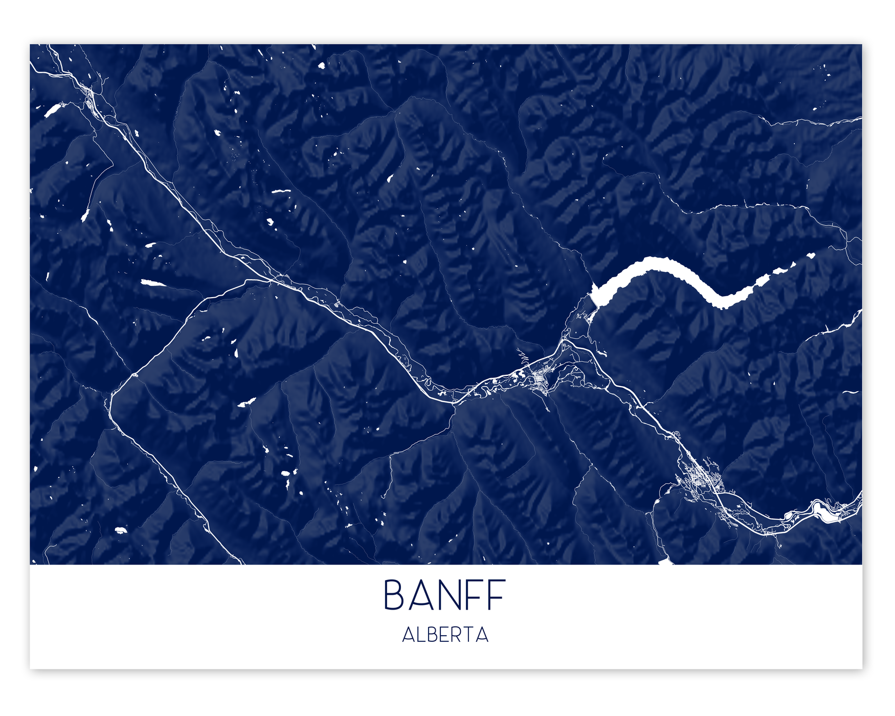 Banff Map Print - Topographic Banff Wall Art Poster Road Maps, Alberta ...