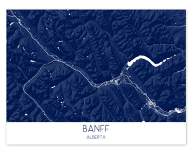 Banff Map Print - Topographic Banff Wall Art Poster Road Maps, Alberta ...