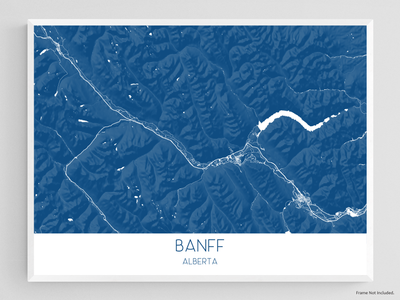 Banff Map Print - Topographic Banff Wall Art Poster Road Maps, Alberta ...