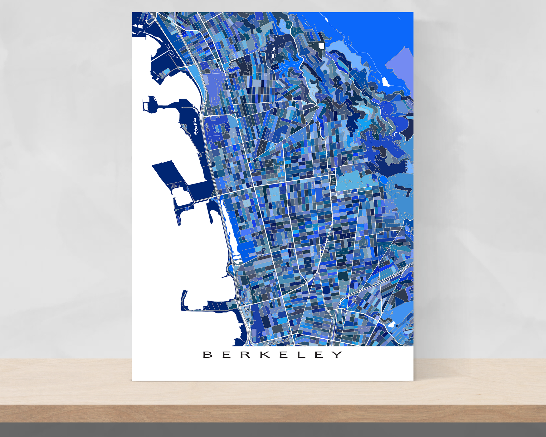 Berkeley California City Map Print, Blue Geometric Berkeley Wall Art P ...