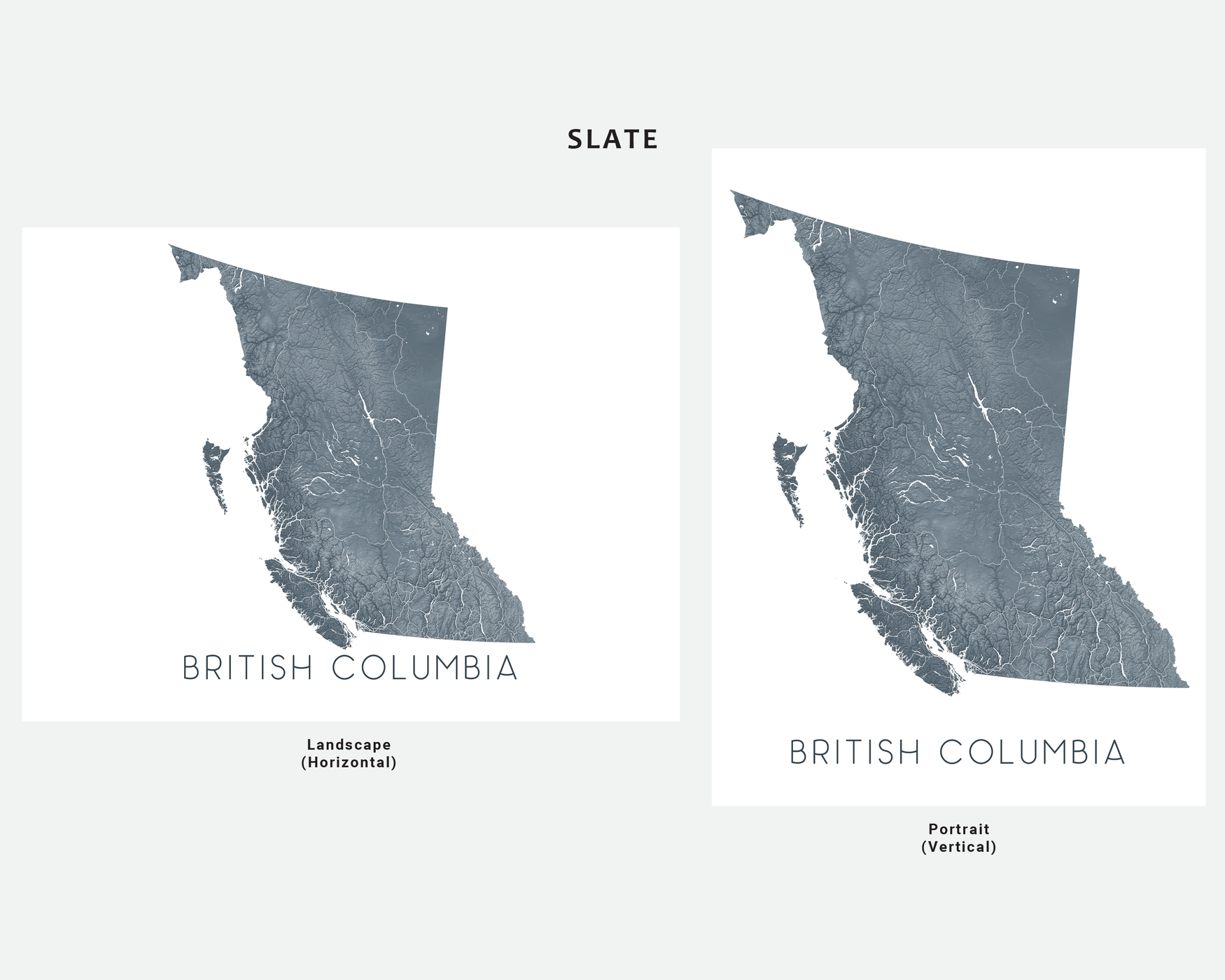 British Columbia Map Wall Art Print Poster - Topographic BC Canana Roa ...