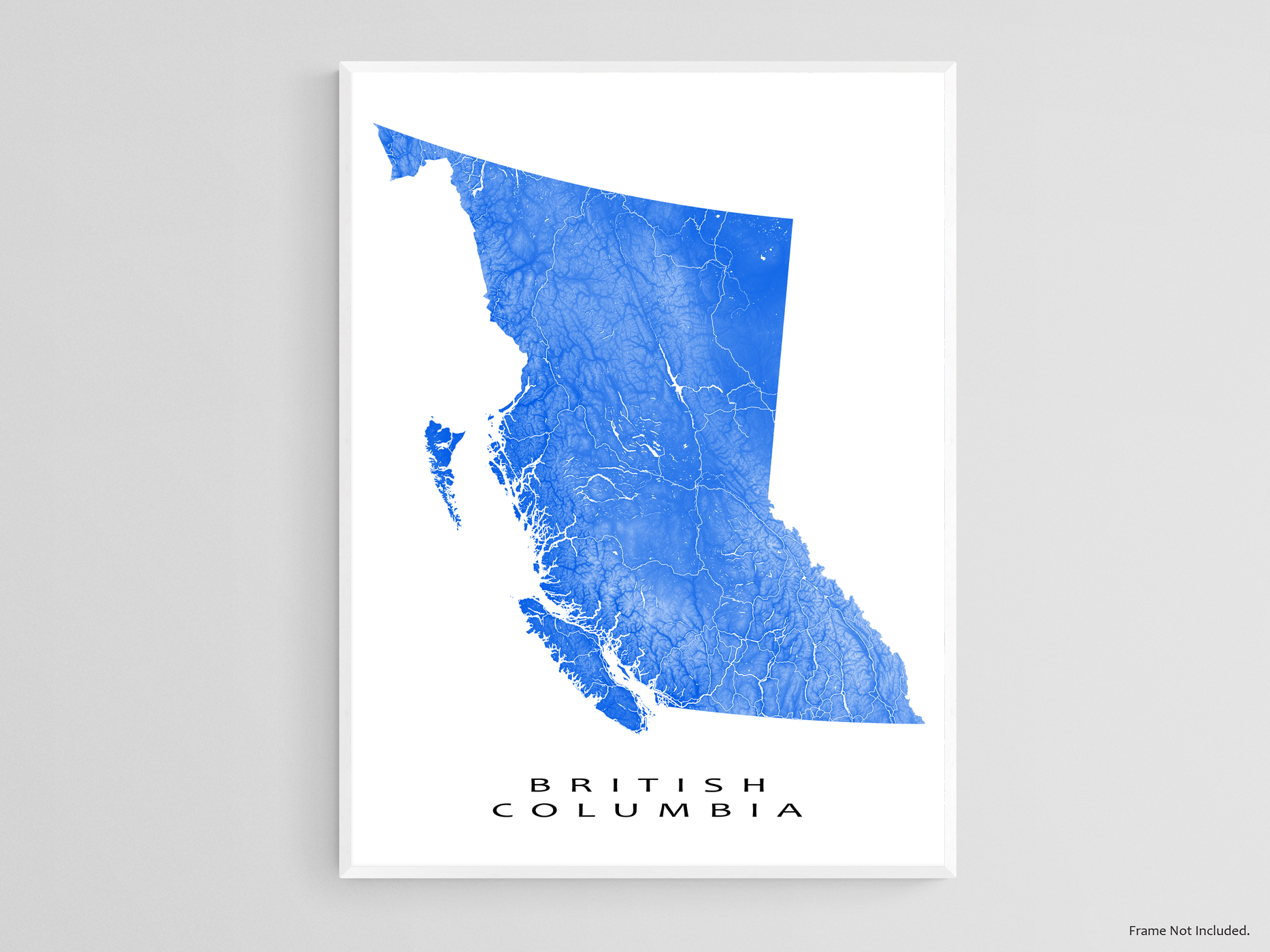 British Columbia Map Wall Art Print Poster, BC Canada Province Road Ma ...