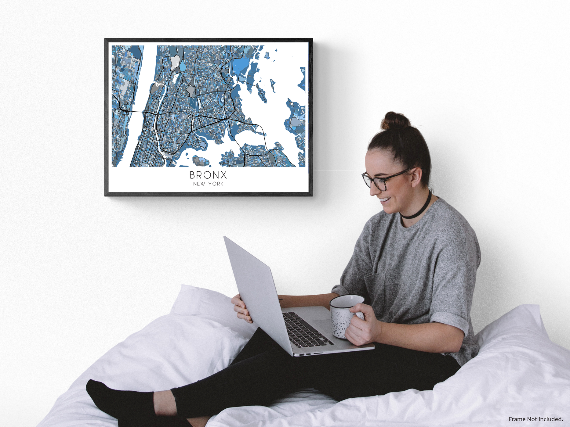 Bronx Map of The Bronx New York City Maps, Blue Geometric NYC Art Prin ...