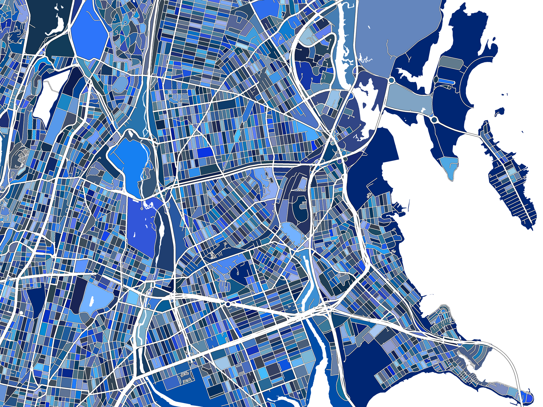 Bronx NYC Map Wall Art Print, Blue Geometric The Bronx New York City S ...