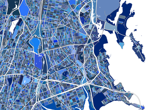 Bronx NYC Map Wall Art Print, Blue Geometric The Bronx New York City S ...