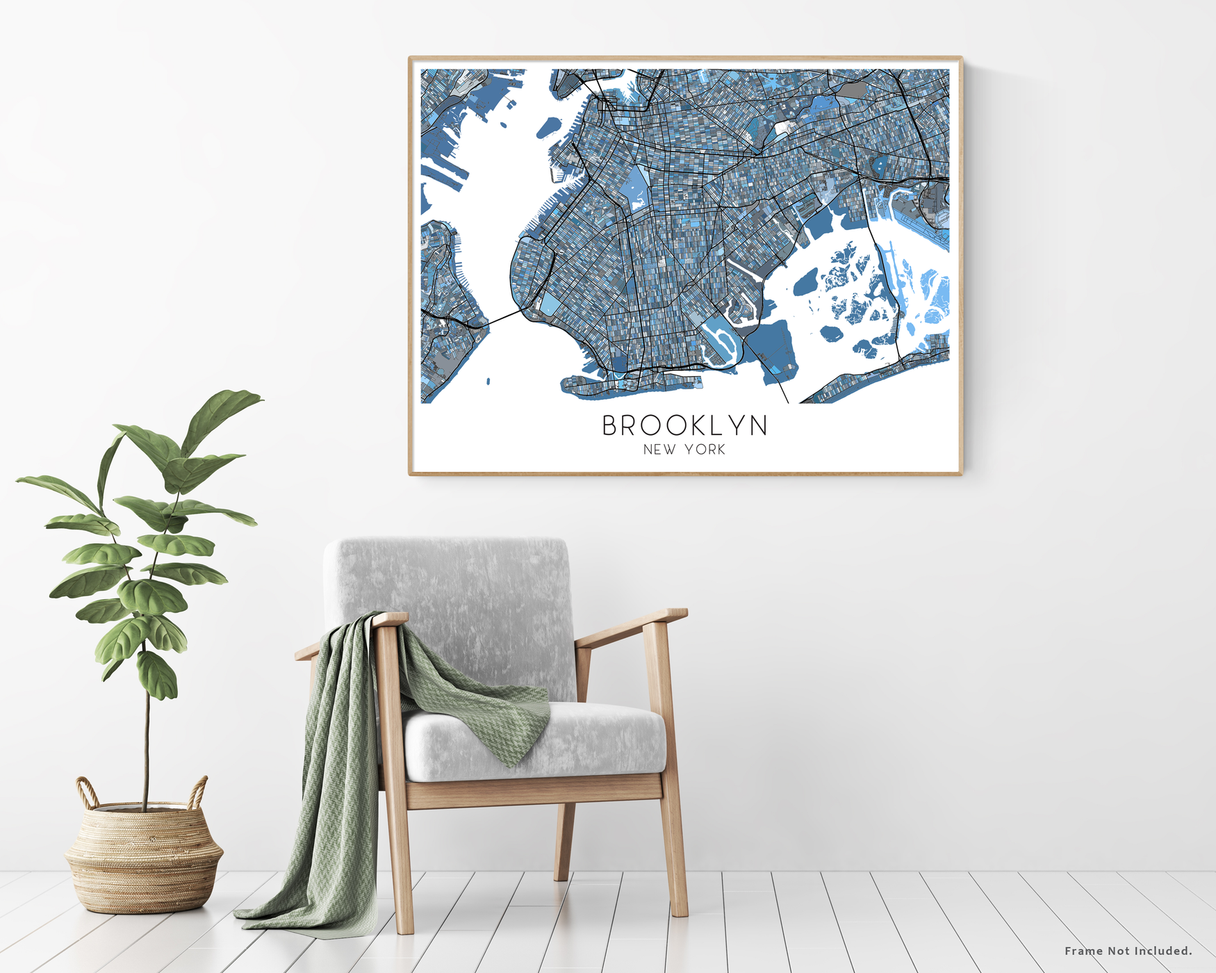 Brooklyn Map of Brooklyn New York City Print, Blue Geometric NYC Art P ...