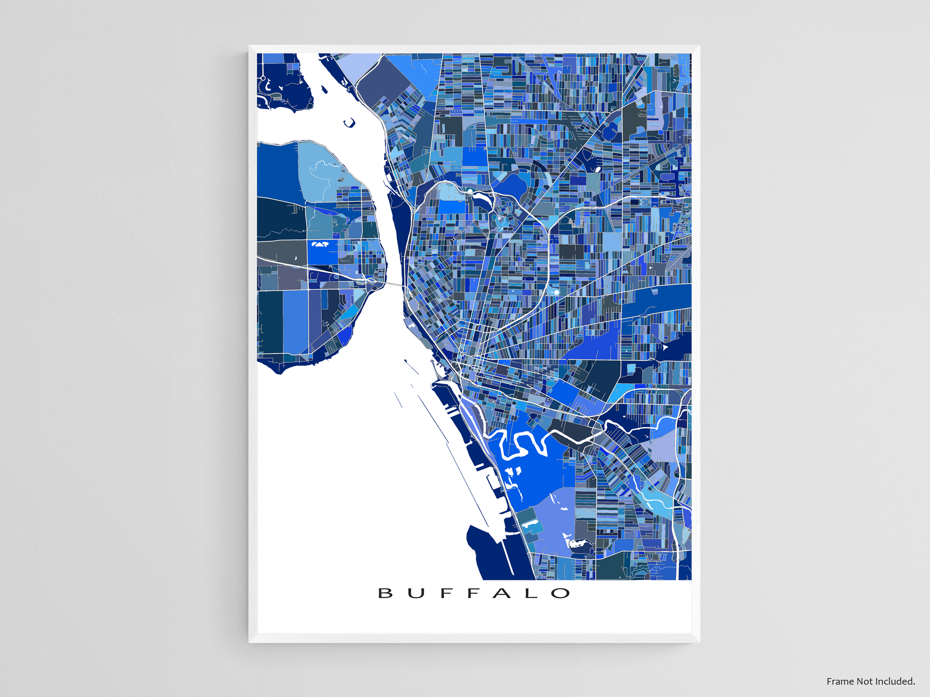 Buffalo New York Map Print, Blue Geometric Buffalo NY City Street Wall ...