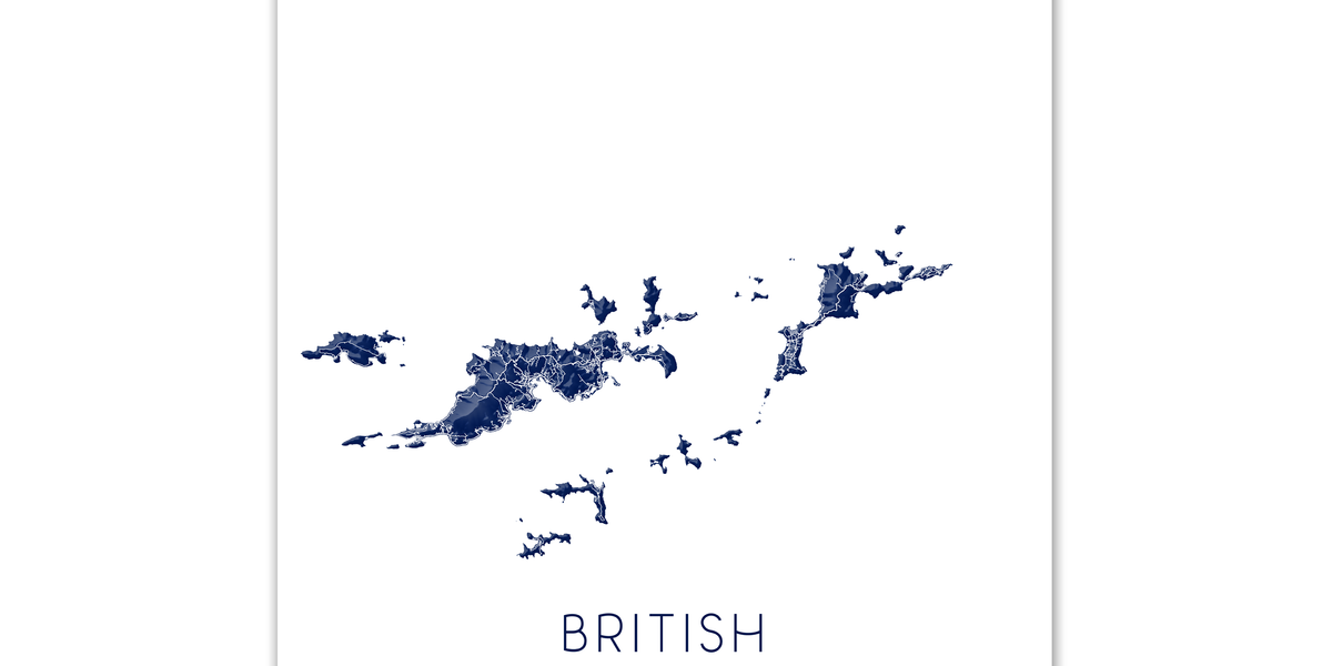 British Virgin Islands Map Print, BVI Wall Art Poster, Tortola Virgin ...
