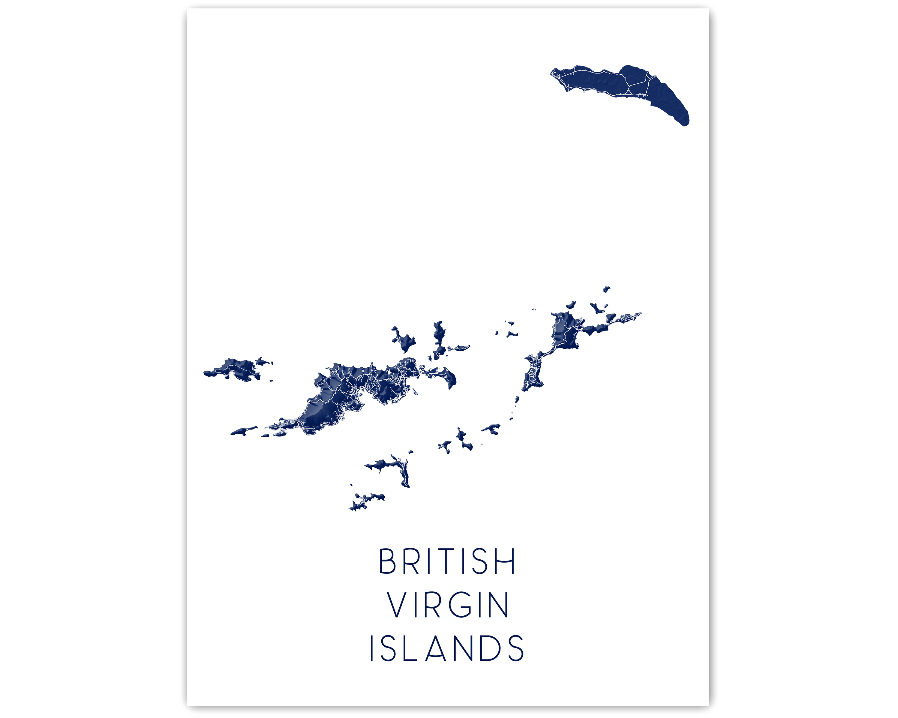 British Virgin Islands Map Print, BVI Wall Art Poster, Tortola Virgin ...