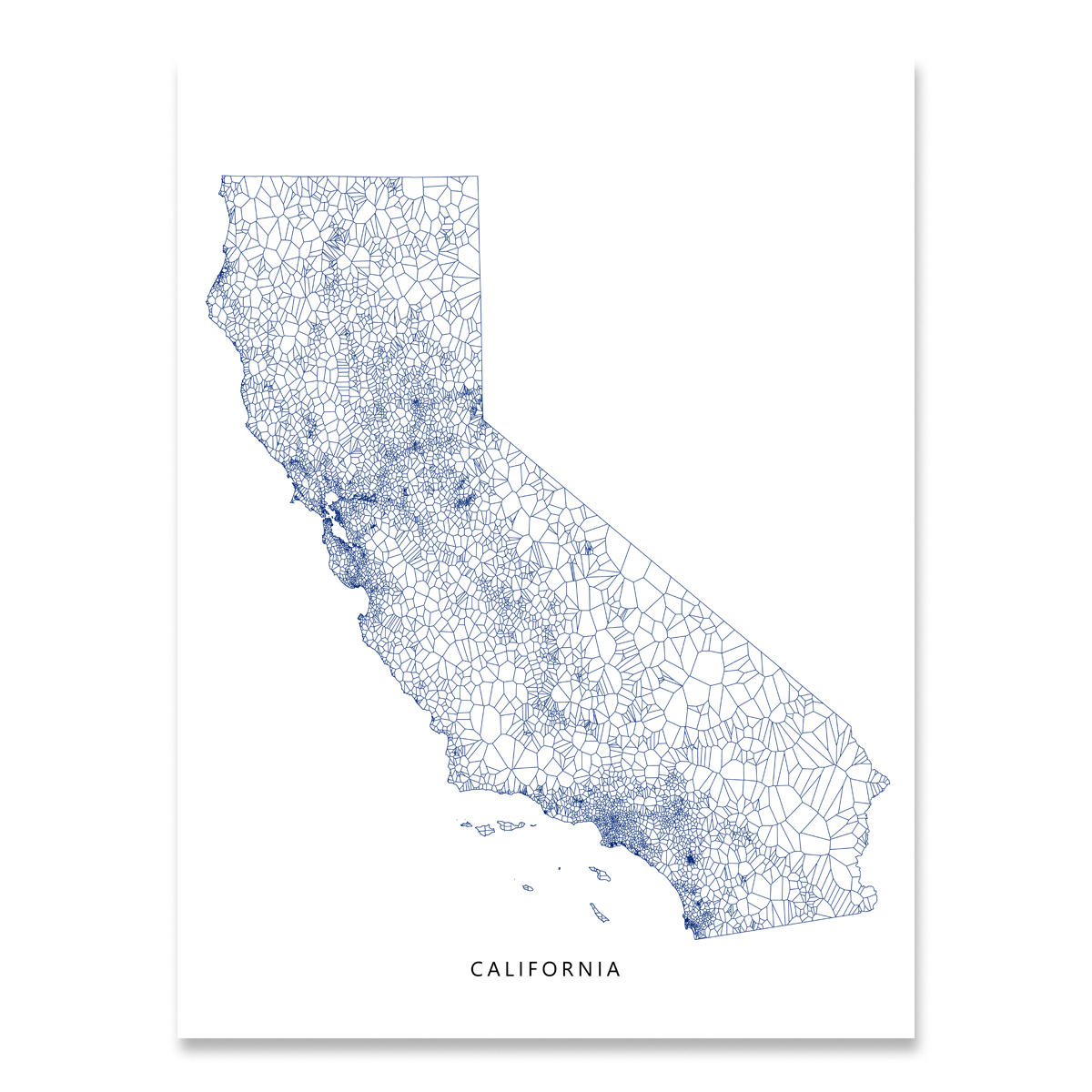California Map Wall Art Poster Print, Geometric State Maps, CA — Maps ...