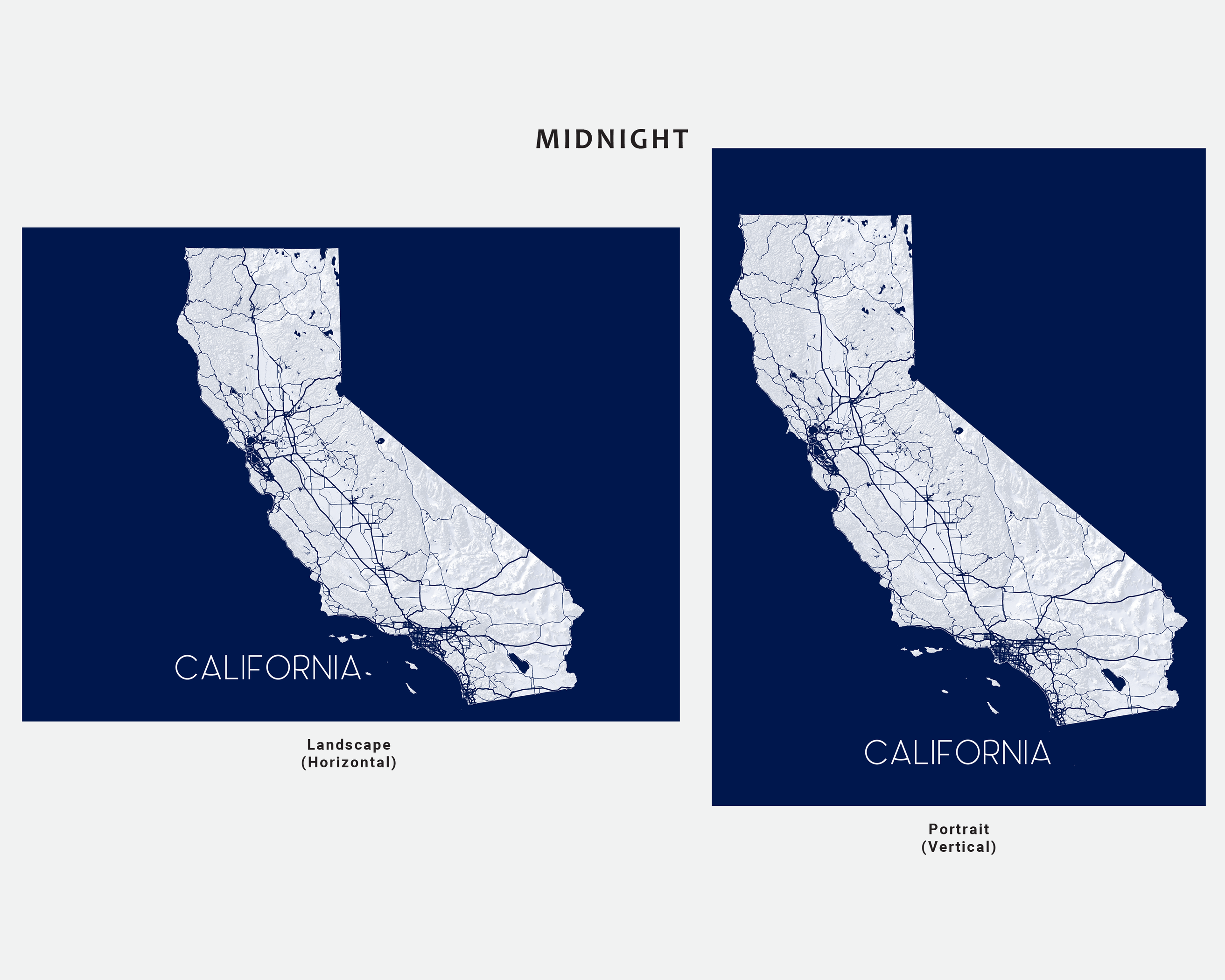 California Map Art Print, CA State Wall Poster with Roads, Colorful Ba ...