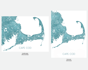 Cape Cod Map of Cape Cod Wall Art Print Poster, Turquoise Topographic ...