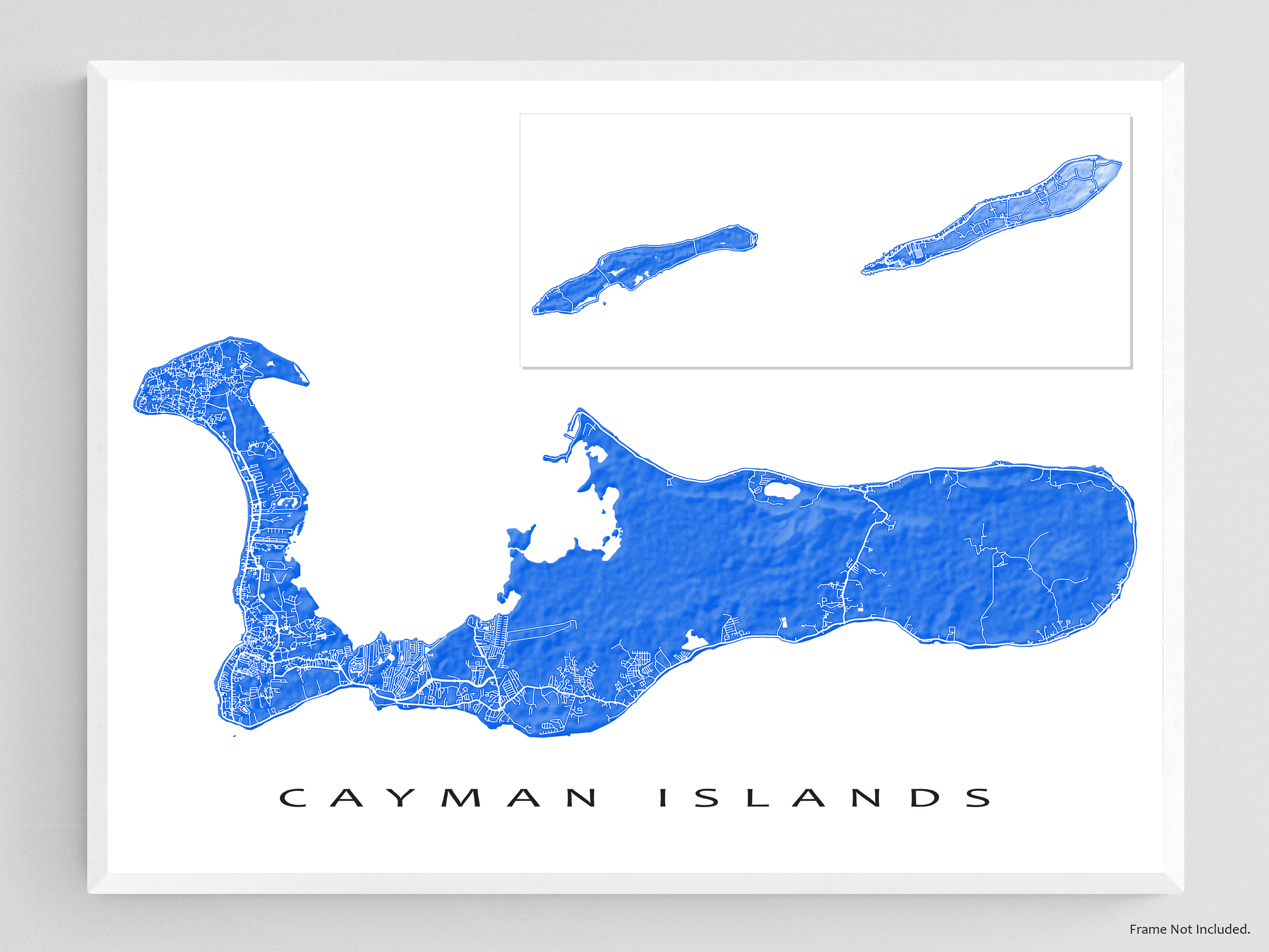 Cayman Islands Map Wall Art Print Poster, Caribbean Islands Maps, Gran ...