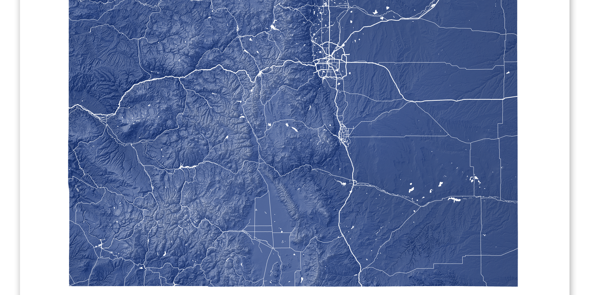 Colorado Map Print Poster- Topographic Map of Colorado State Wall Art ...
