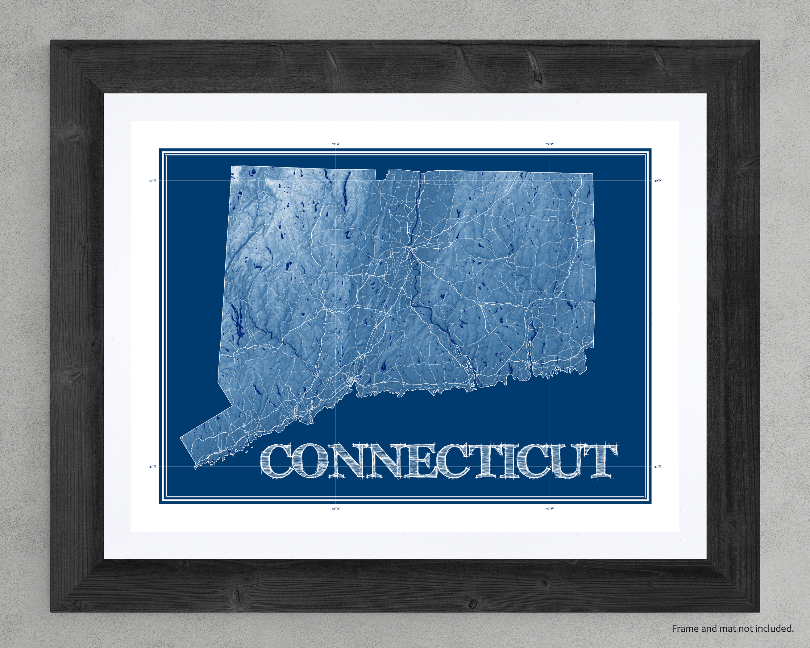 Connecticut State Map of CT Blueprint Style Maps Patent Print Wall Art ...