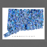 Connecticut Map Print, Blue Geometric CT State Maps — Maps As Art