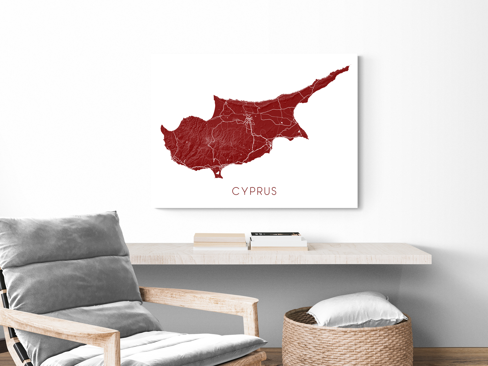 Cyprus Map Print - Topographic Map of Cyprus Wall Art Poster Maps ...