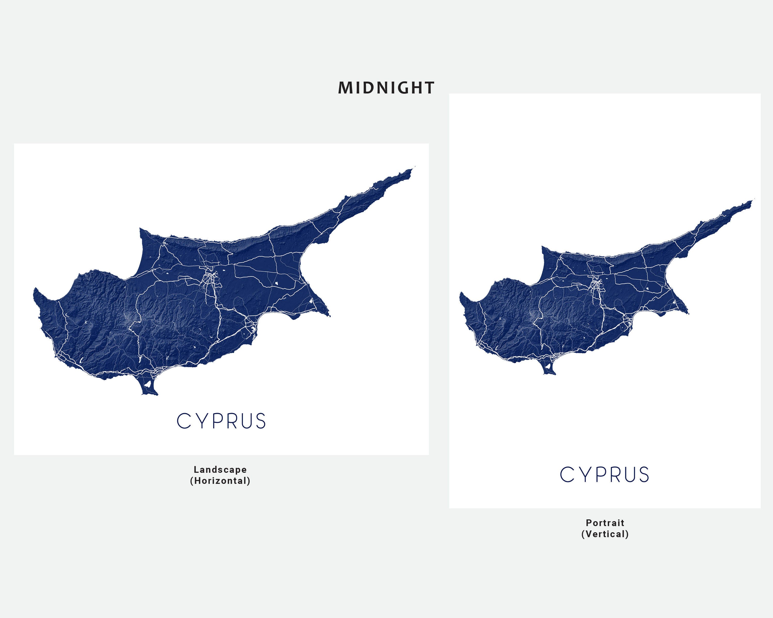 Cyprus Map Print - Topographic Map of Cyprus Wall Art Poster Maps ...