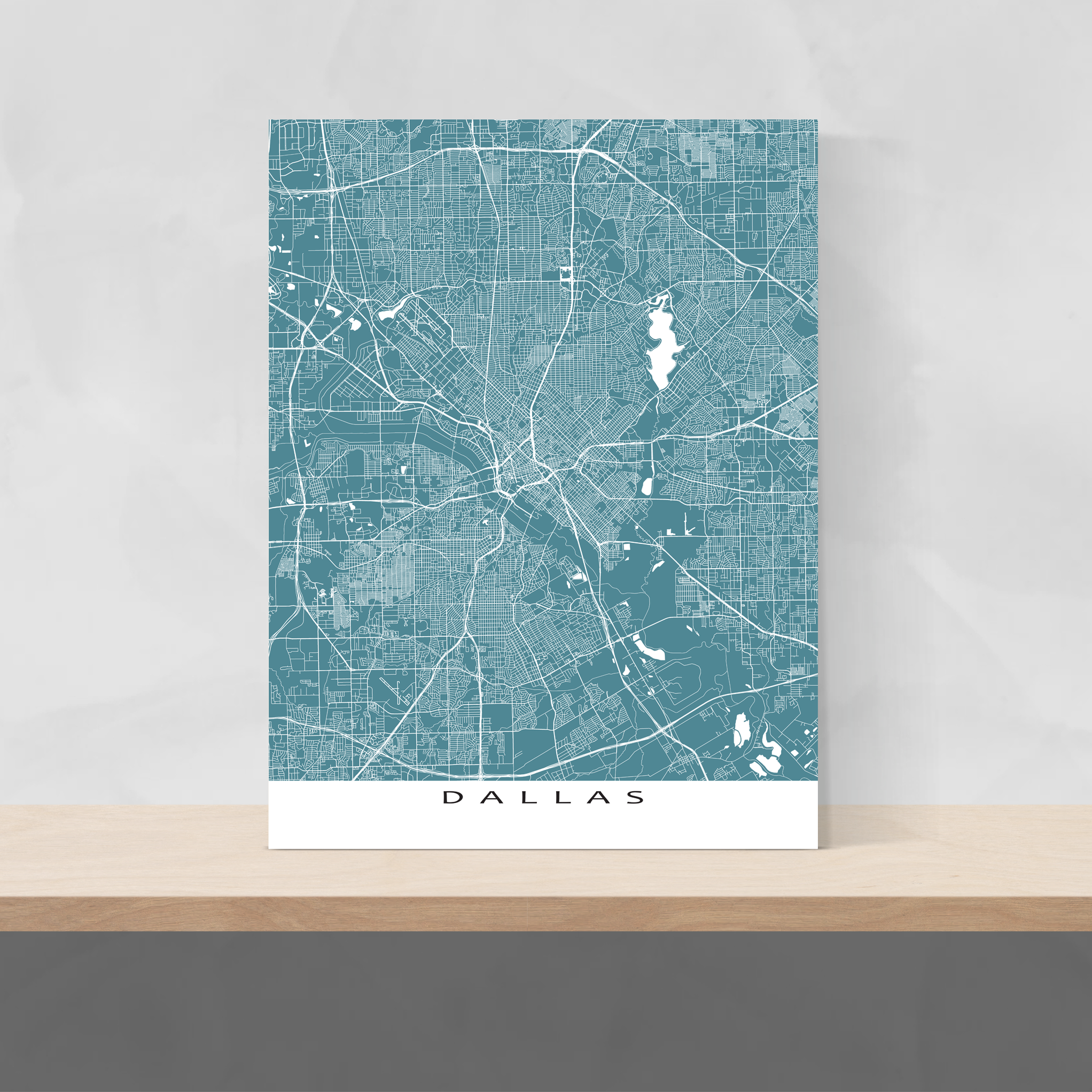 Dallas Map Wall Art Print Poster, Texas City Road Maps — Maps As Art