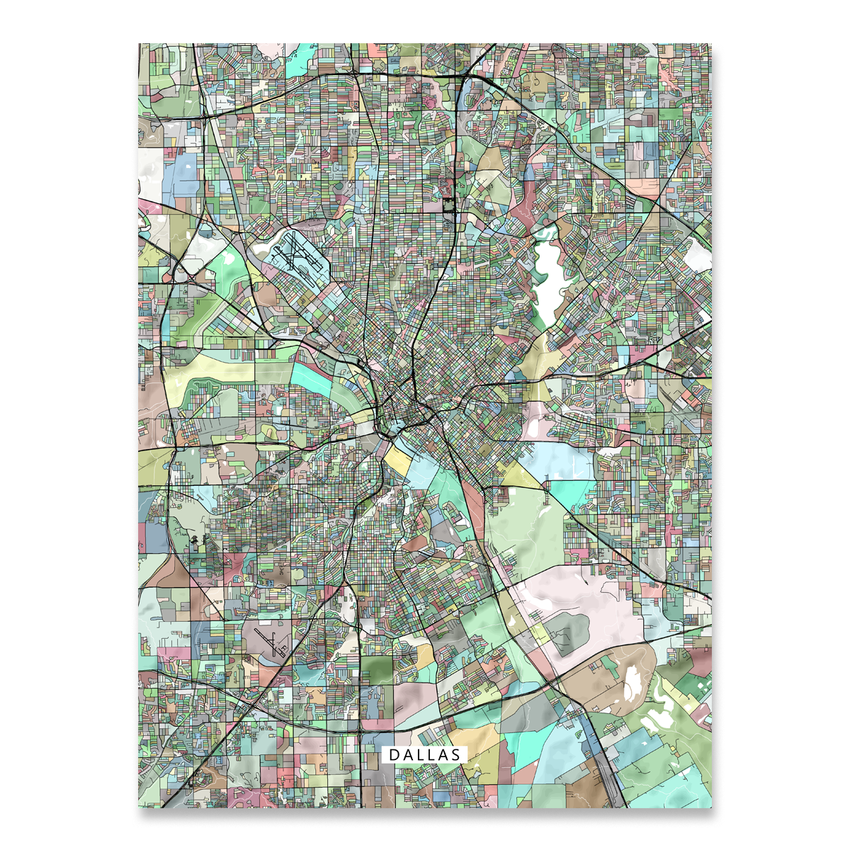 Dallas Map Print, Texas, Colorful — Maps As Art