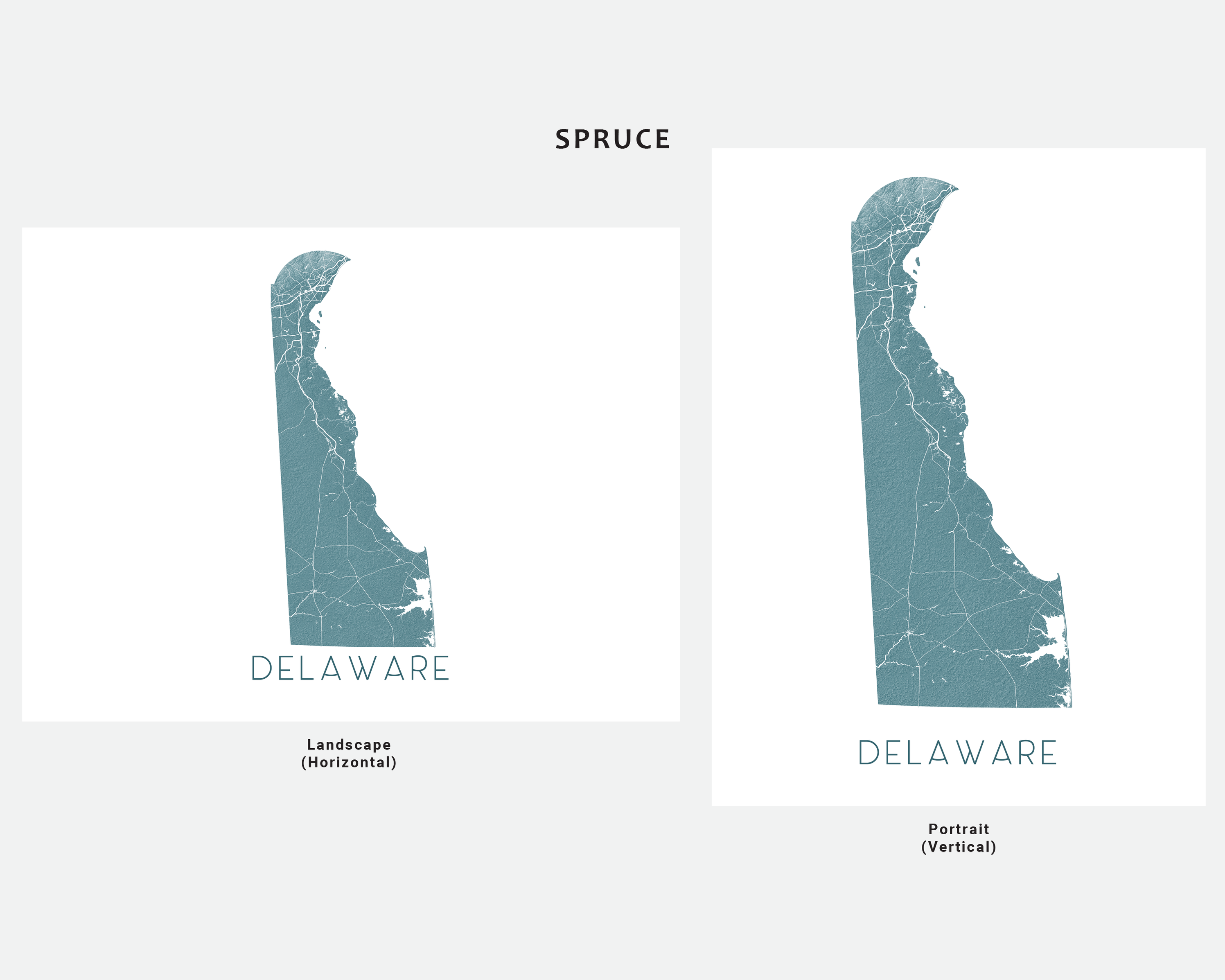 Delaware Map Print Poster - Topographic Delaware Wall Art Prints, DE S ...
