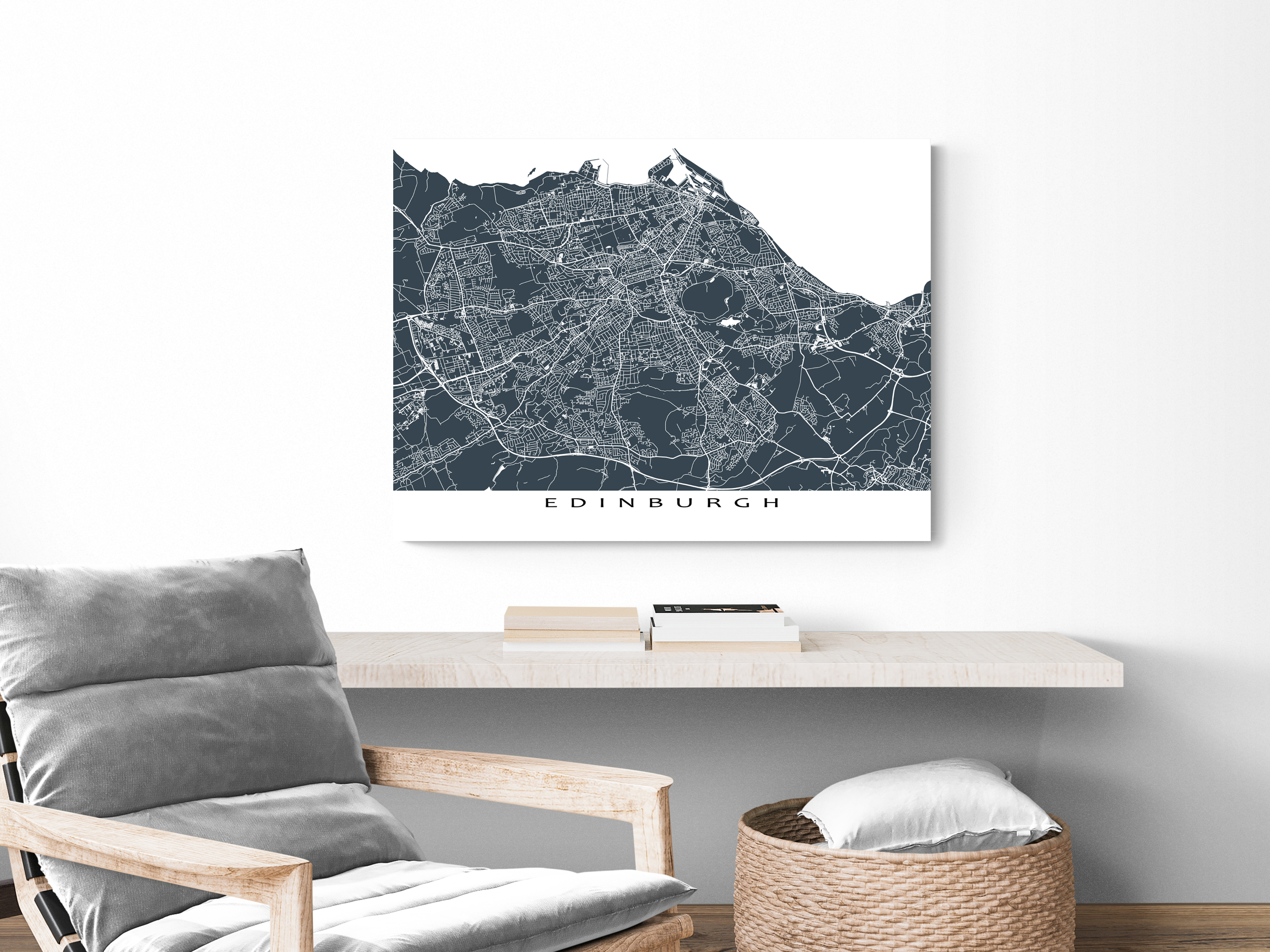 Edinburgh Scotland Map of Edinburgh City Map Art Print Poster Road Str ...