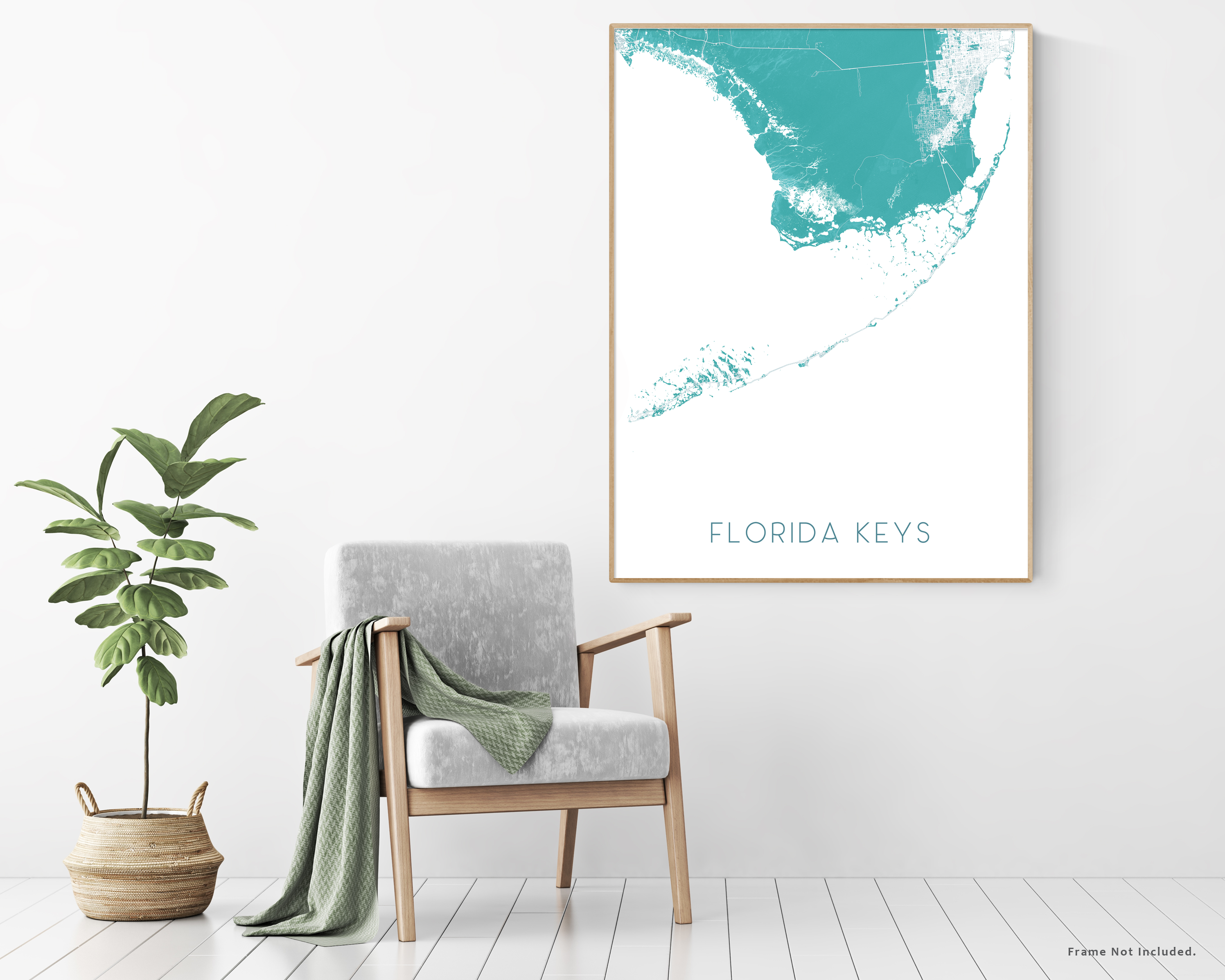 Florida Keys Map Wall Art Print, Turquoise FL Keys Poster Maps, USA ...