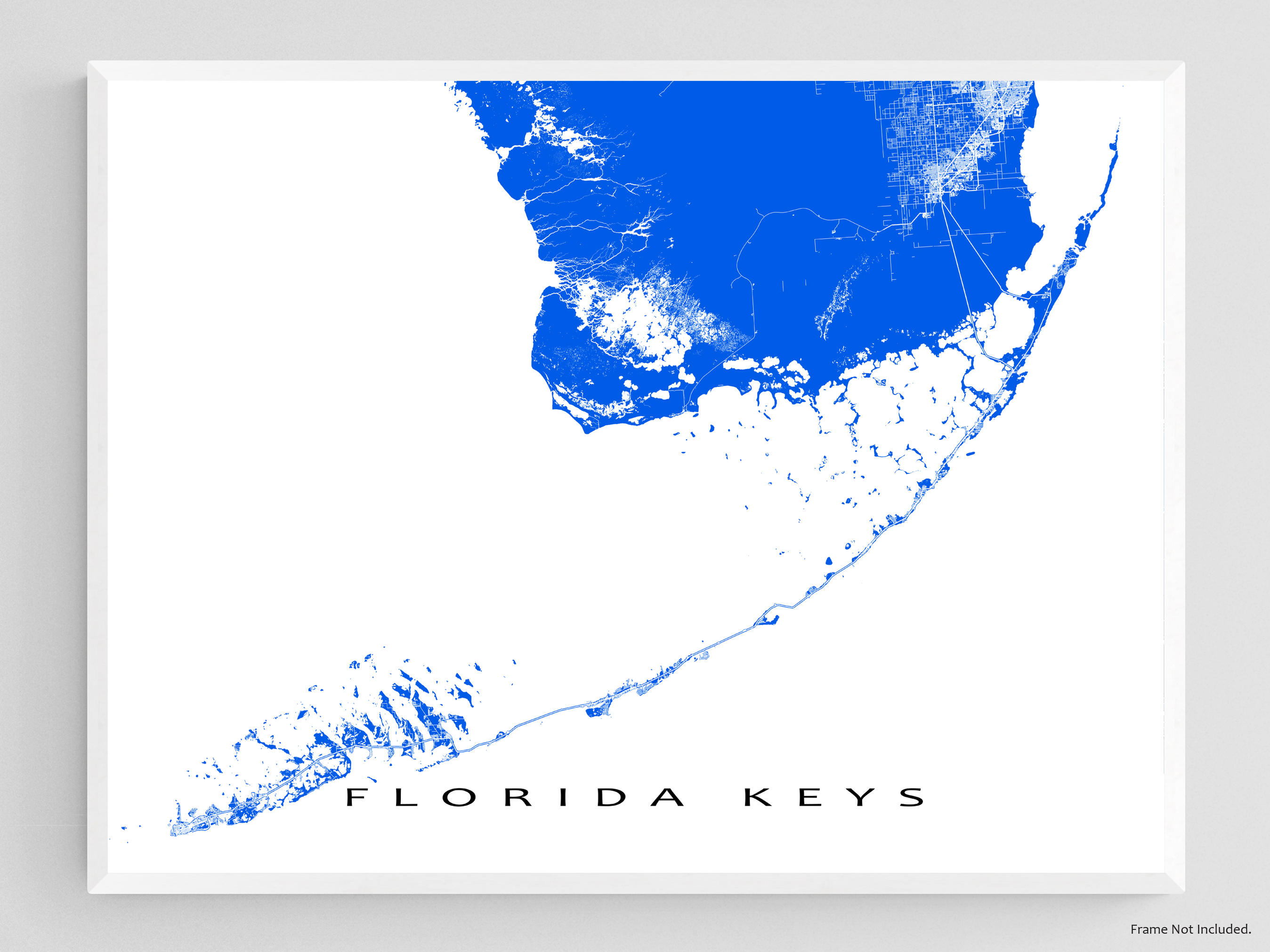 Florida Keys Wall Art Map Print Poster, Key West Largo, USA City Town ...